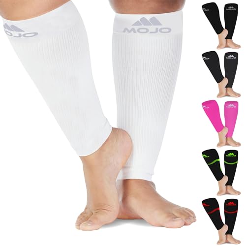 Mojo Compression Socks Calf Sleeves for Women and Men - Footless, White ...