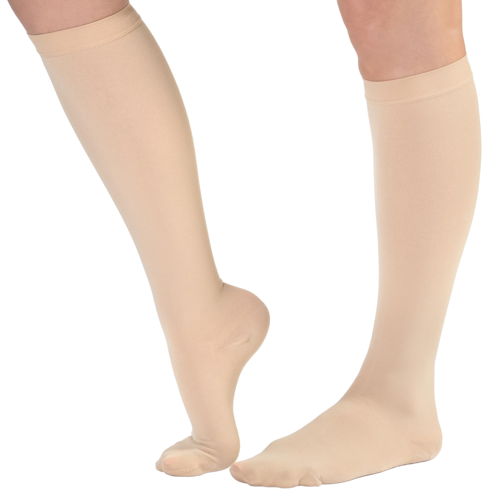 Mojo Graduated Compression Socks for Travel Unisex 20-30mmHg Beige, X ...