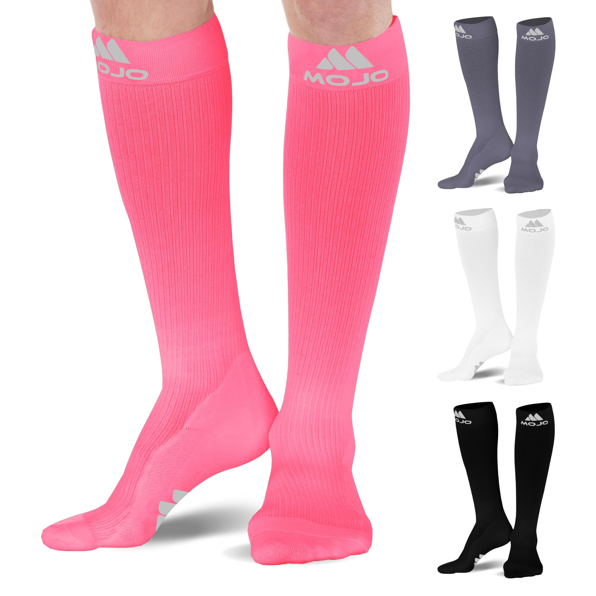 Mojo Compression Socks for Men & Women Circulation 20-30mmHg - Hot Pink ...
