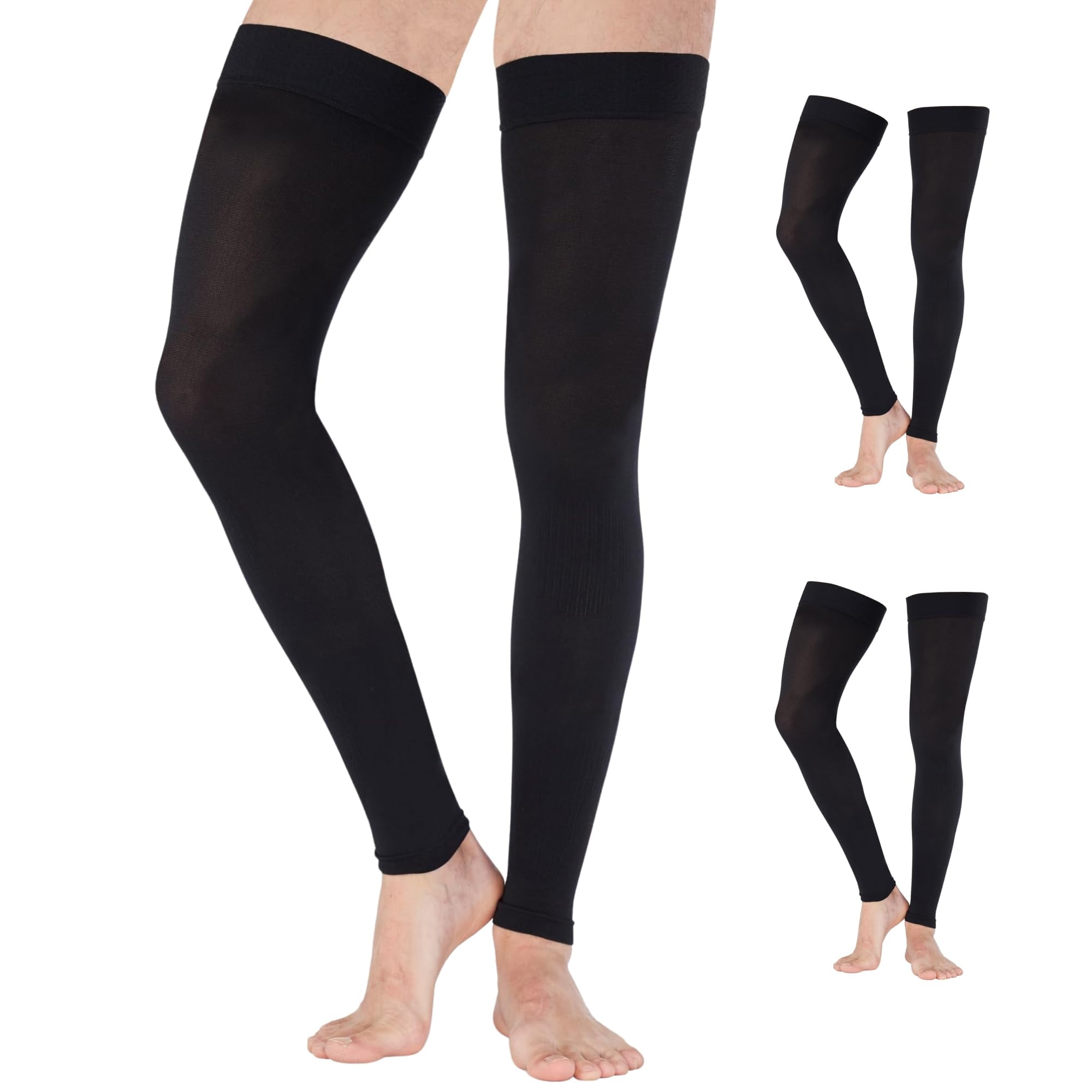 Mojo Extra Wide Graduated Compression Thigh High (3 Pairs) 20-30mmHg Black 7X-Large - Walmart.com