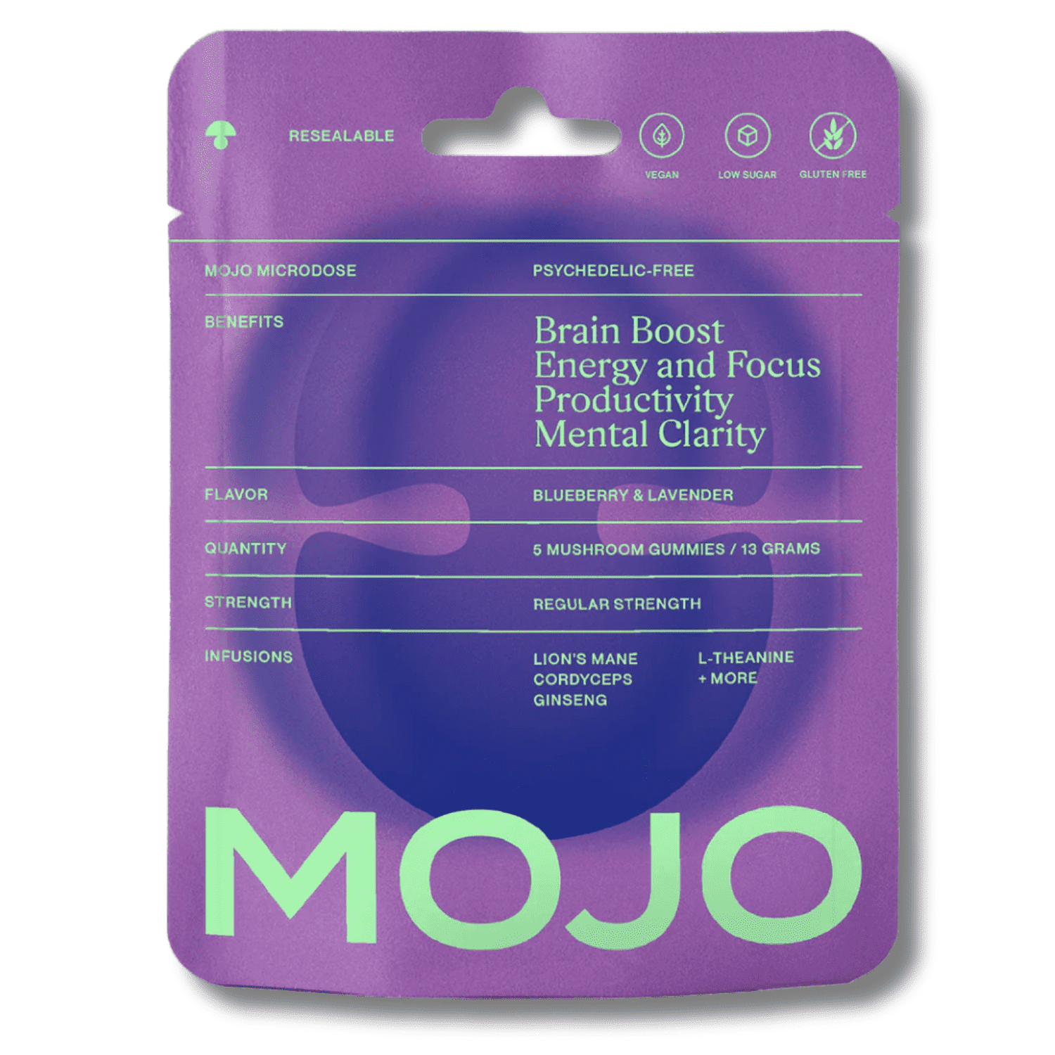 Mojo Microdose Blueberry & Lavender Gummies - Regular Strength Brain ...
