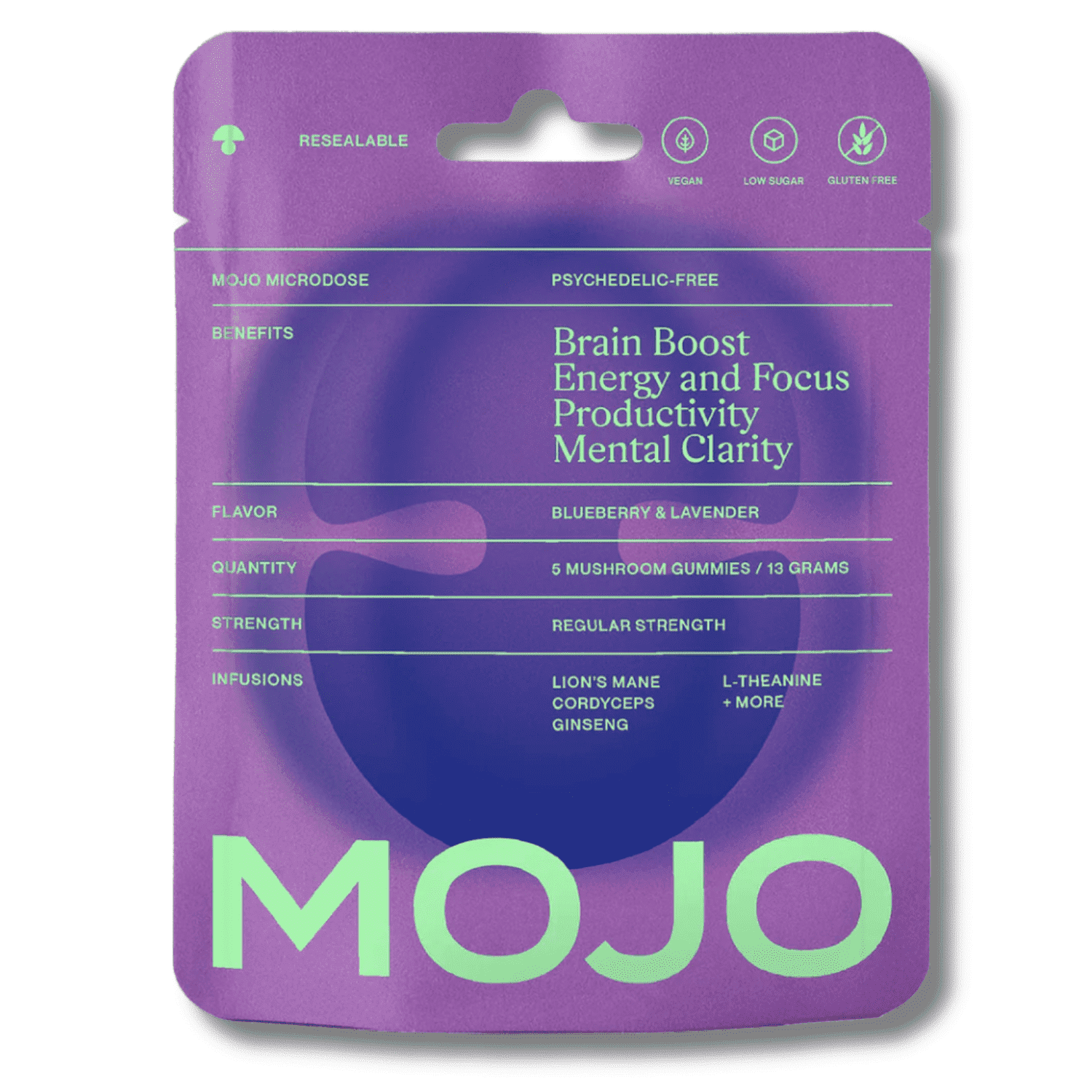 Mojo Microdose Blueberry & Lavender Gummies - Regular Strength Brain ...