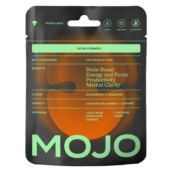 Mojo Microdose Extra Strength Brain Boosting Gummies Mushroom ...