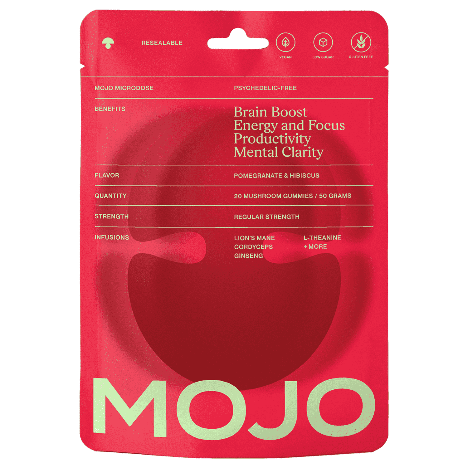 Mojo Microdose Pomegranate & Hibiscus Gummies - Extra Strength Brain ...