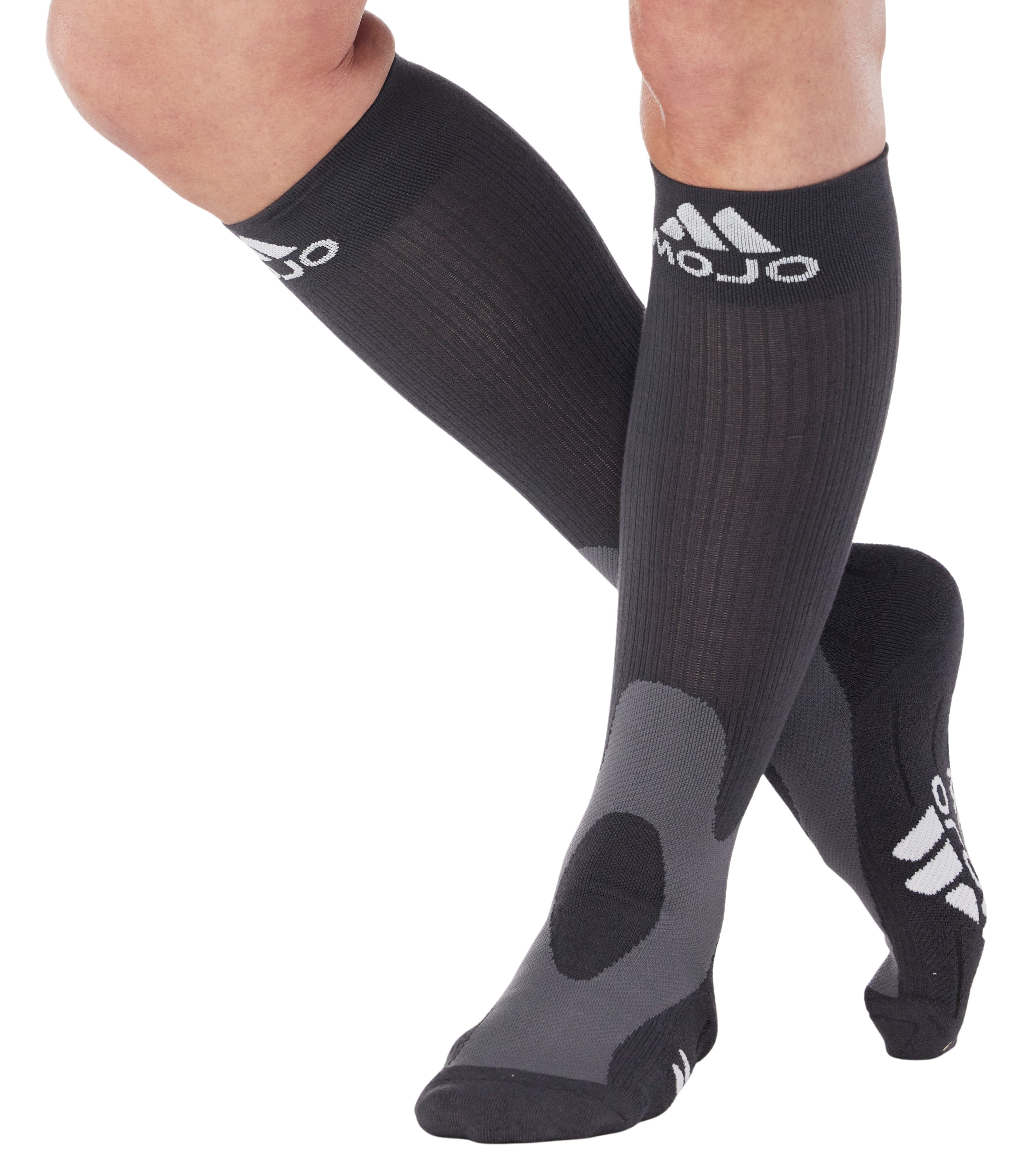 Mojo Unisex Compression Knee High 20-30mmHg for Sports, Travel - Grey ...