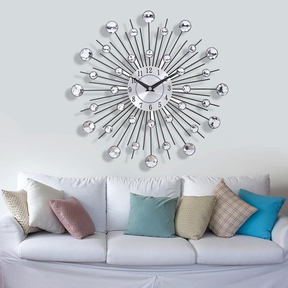 Mojoyce 33cm Round Metal Wall Clock Battery Powered Hanging Wall ...