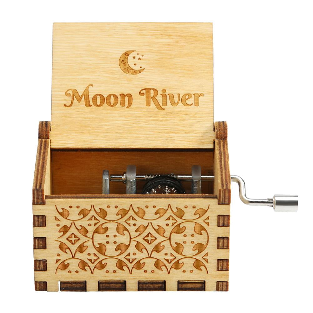 Mojoyce Antique Wooden Music Box Hand Crank Musical Box Birthday Gift ...