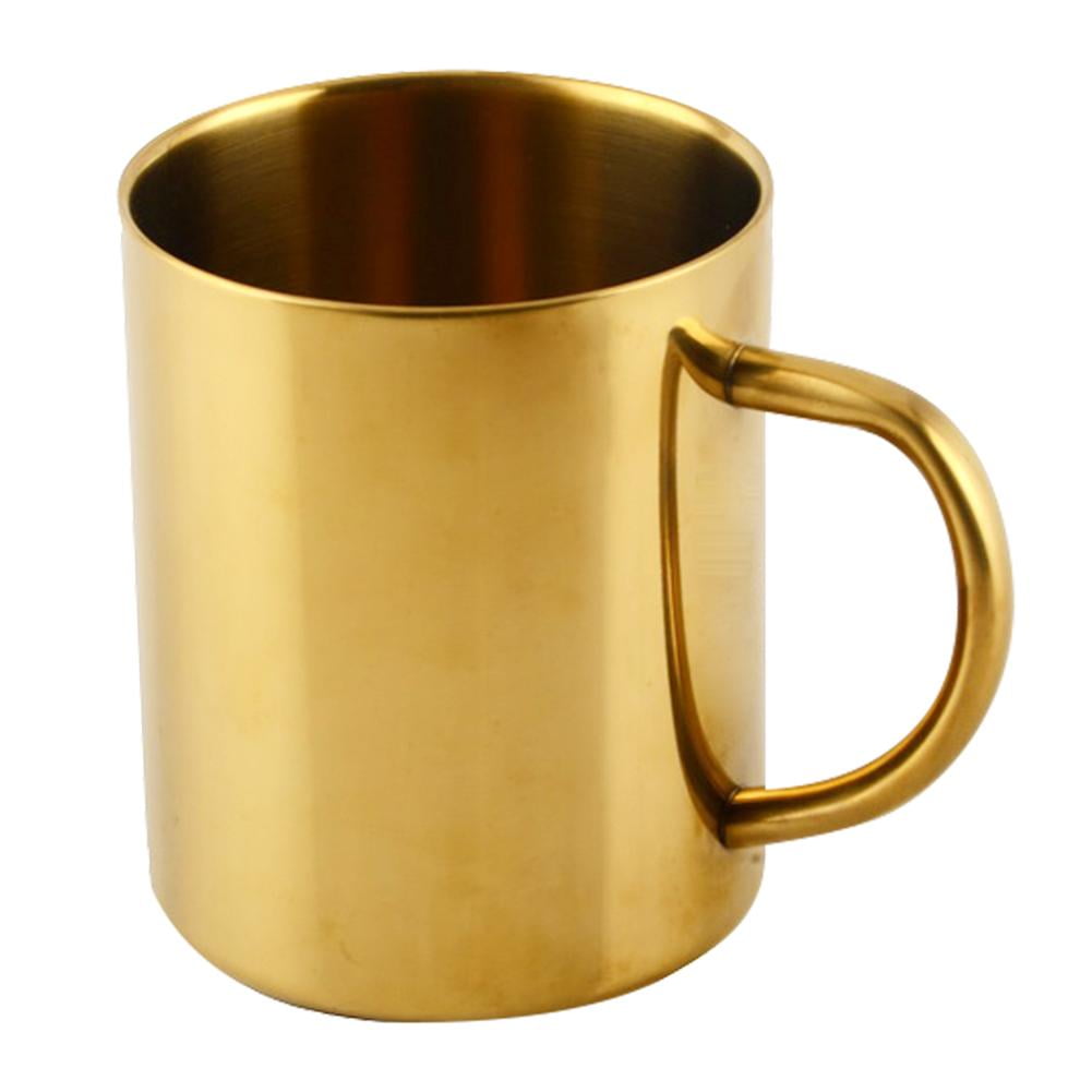 Mojoyce Gold/Brass Plated Stainless Steel Water Coffee Mug Double Wall ...