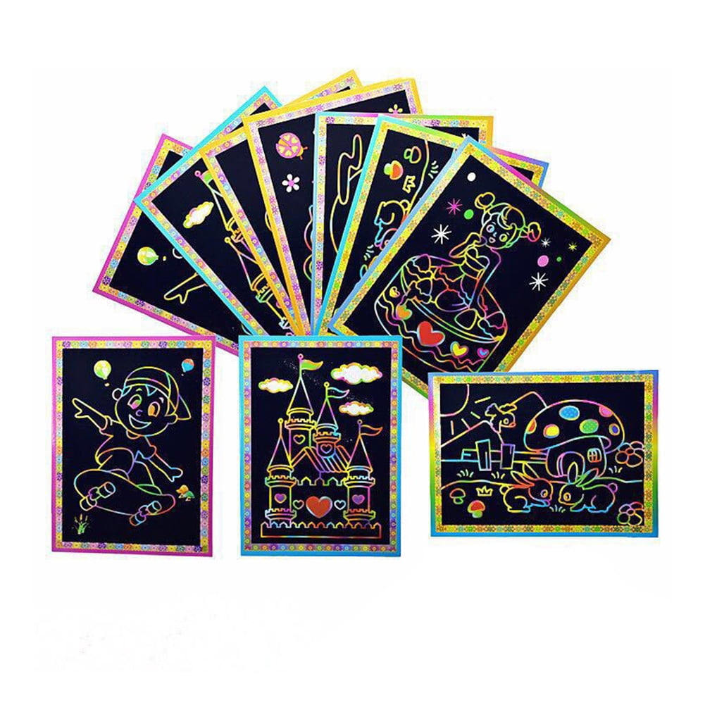 Mojoyce Kids Handmade Scratch Paper Colorful Drawing Scraping Painting ...