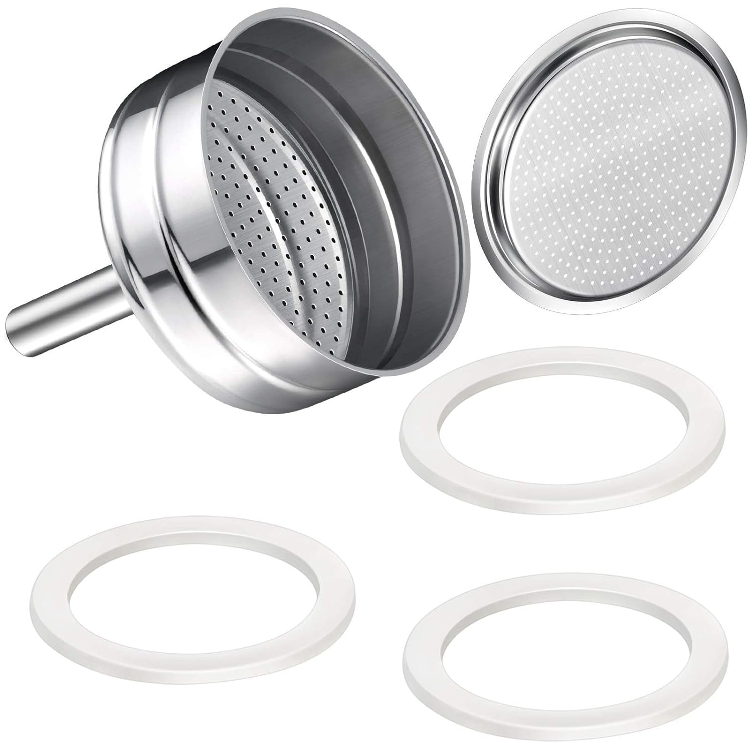Moka Express Replacement Funnel Kit, 3 Packs Gasket Seals, 1 Stainless ...