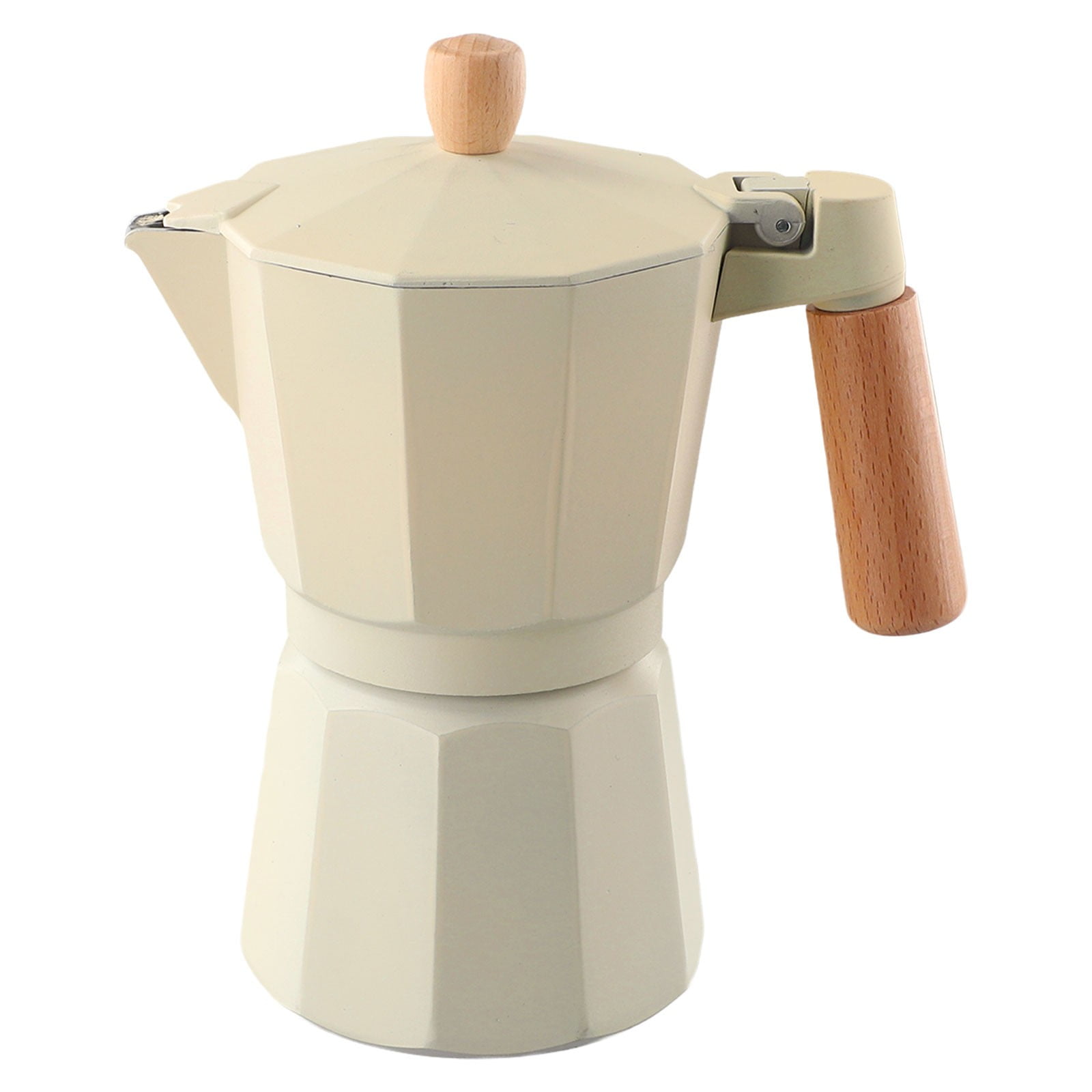 Moka Pot Stovetop Espresso Maker 3/6 Cup Coffee Maker with Solid Wood ...