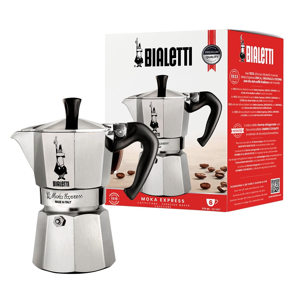 Moka Pot Stovetop Espresso Maker, Original Italian Coffee Maker 6 Cup ...