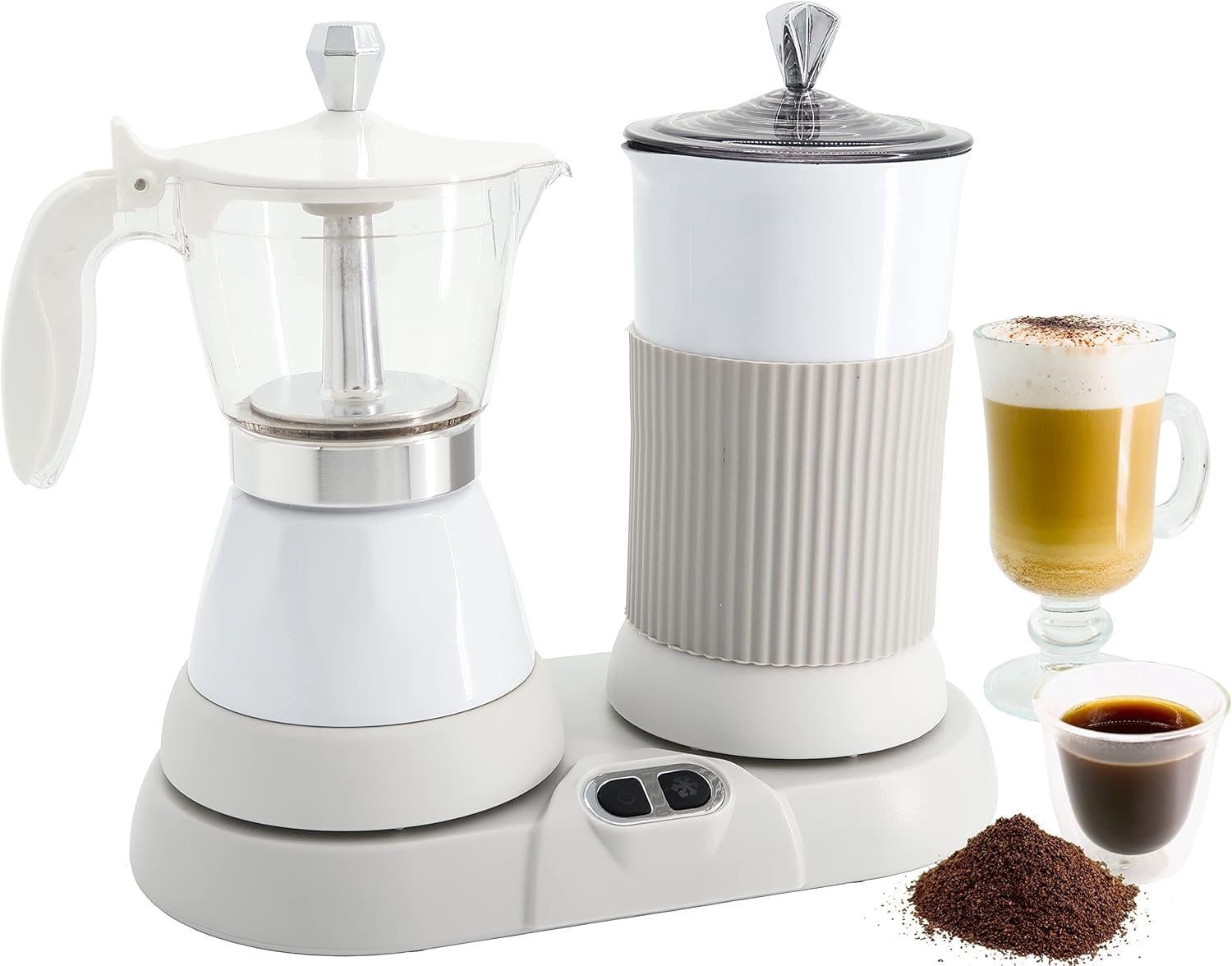 Moka Pot with Milk Frother - 3-Cup (150 ml) Modern Espresso Maker for ...