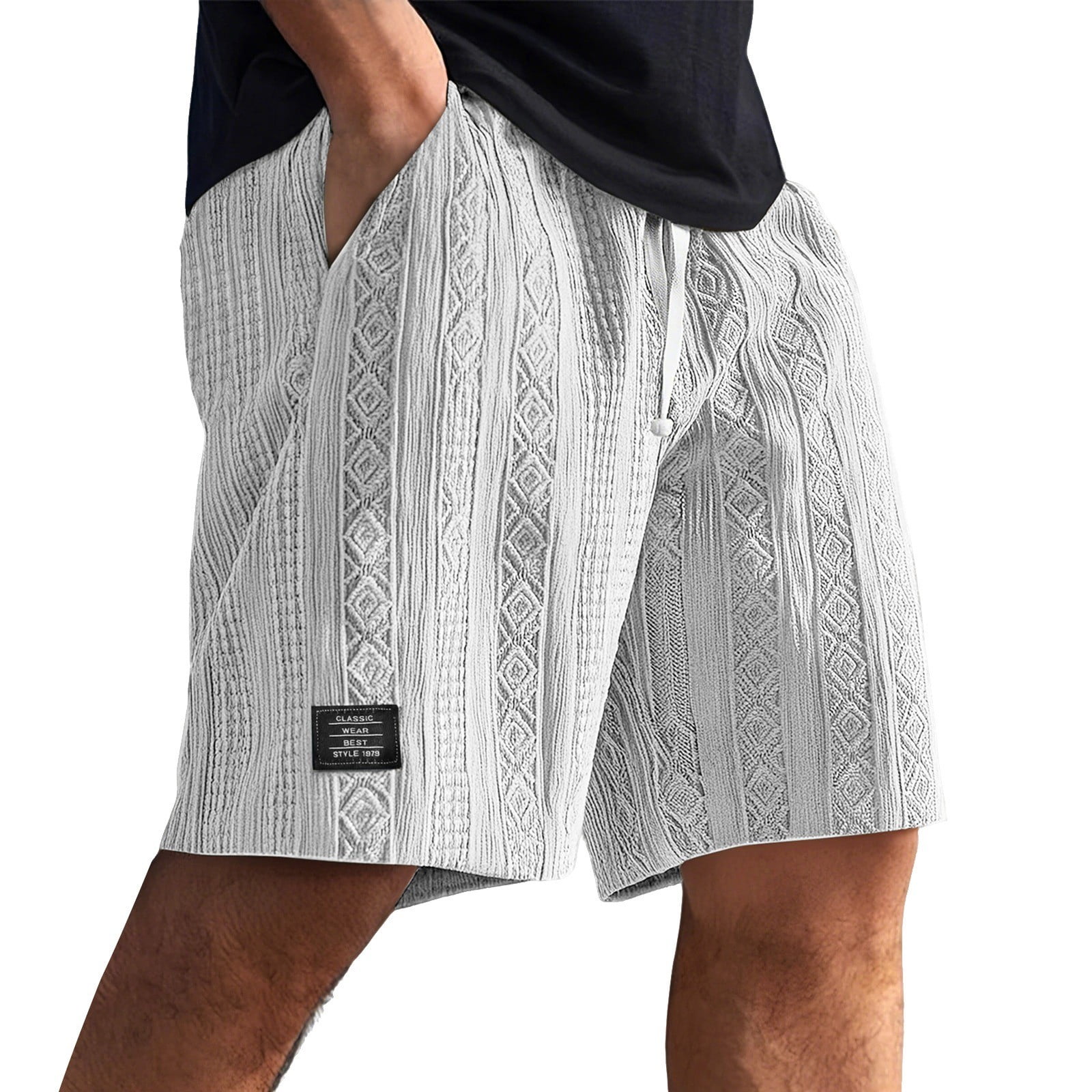 Mokaloha Mens Shorts, Men's Daily Jacquard Texture Embroidered Logo ...