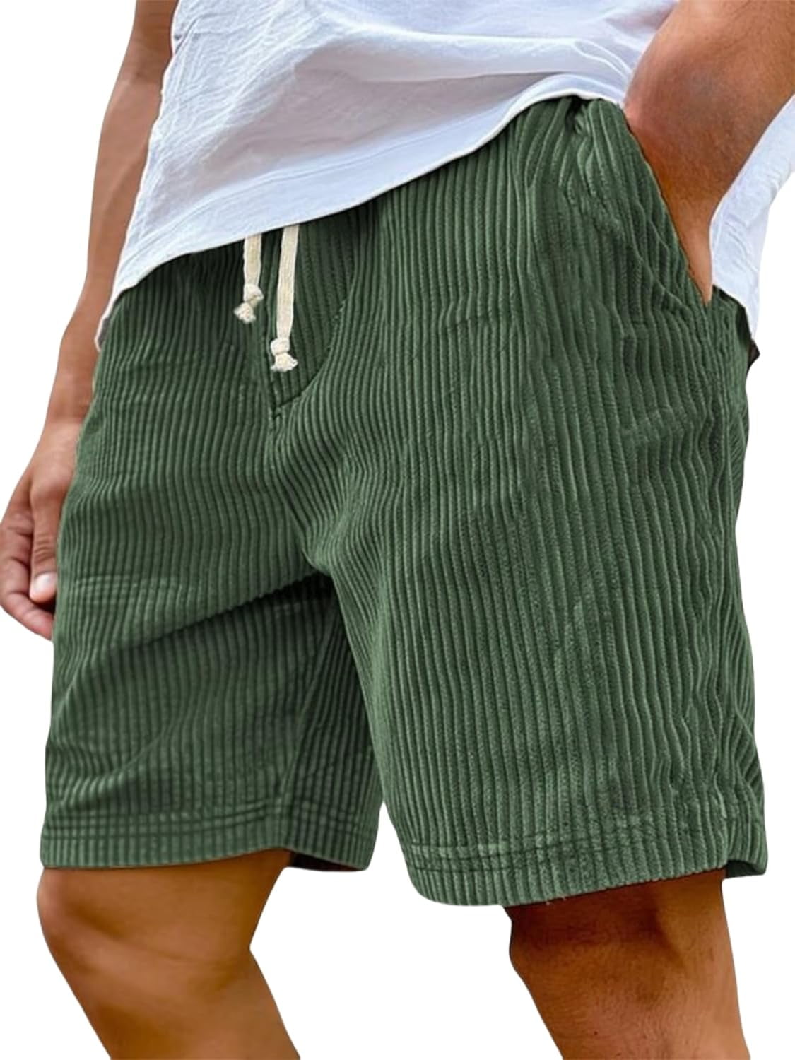 Mokaloha Mens Shorts, Vintage Corduroy Casual Drawstring Elastic Waist ...