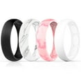 Mokani 4-Pack Breathable Designed Silicone Wedding Ring for Women, Size ...