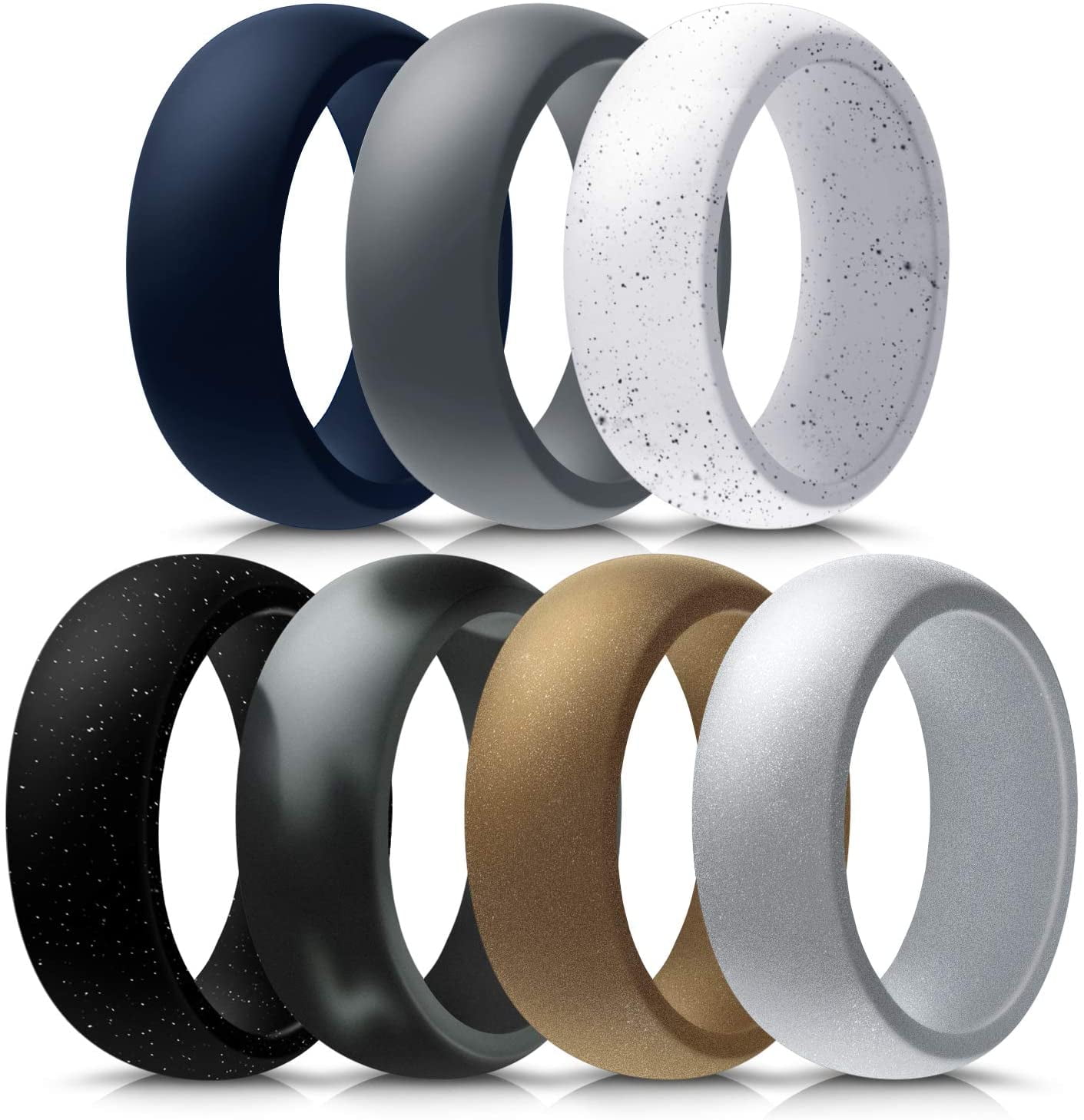 Mokani Silicone Ring for Men, 7-Pack Step Edge Sleek Design Rubber ...