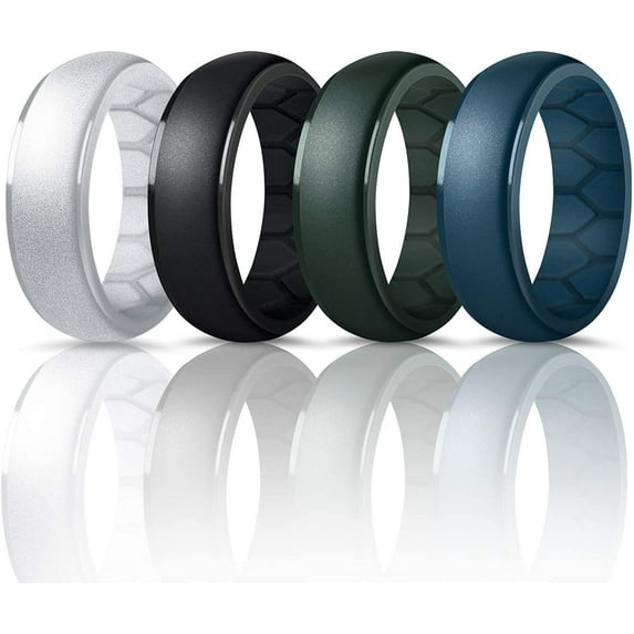 Mokani Silicone Wedding Ring for Men, Breathable Inner Curve, Flexible ...