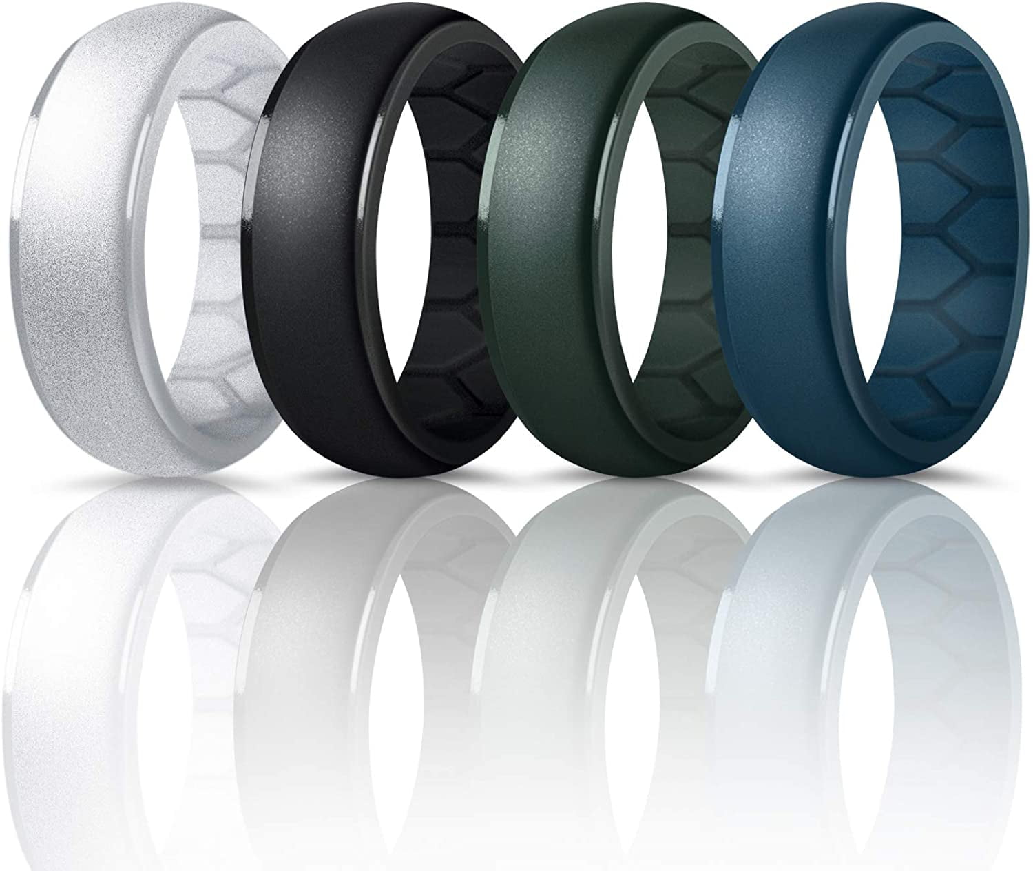 Mokani Silicone Wedding Ring for Men, Breathable Airflow Inner Curve ...