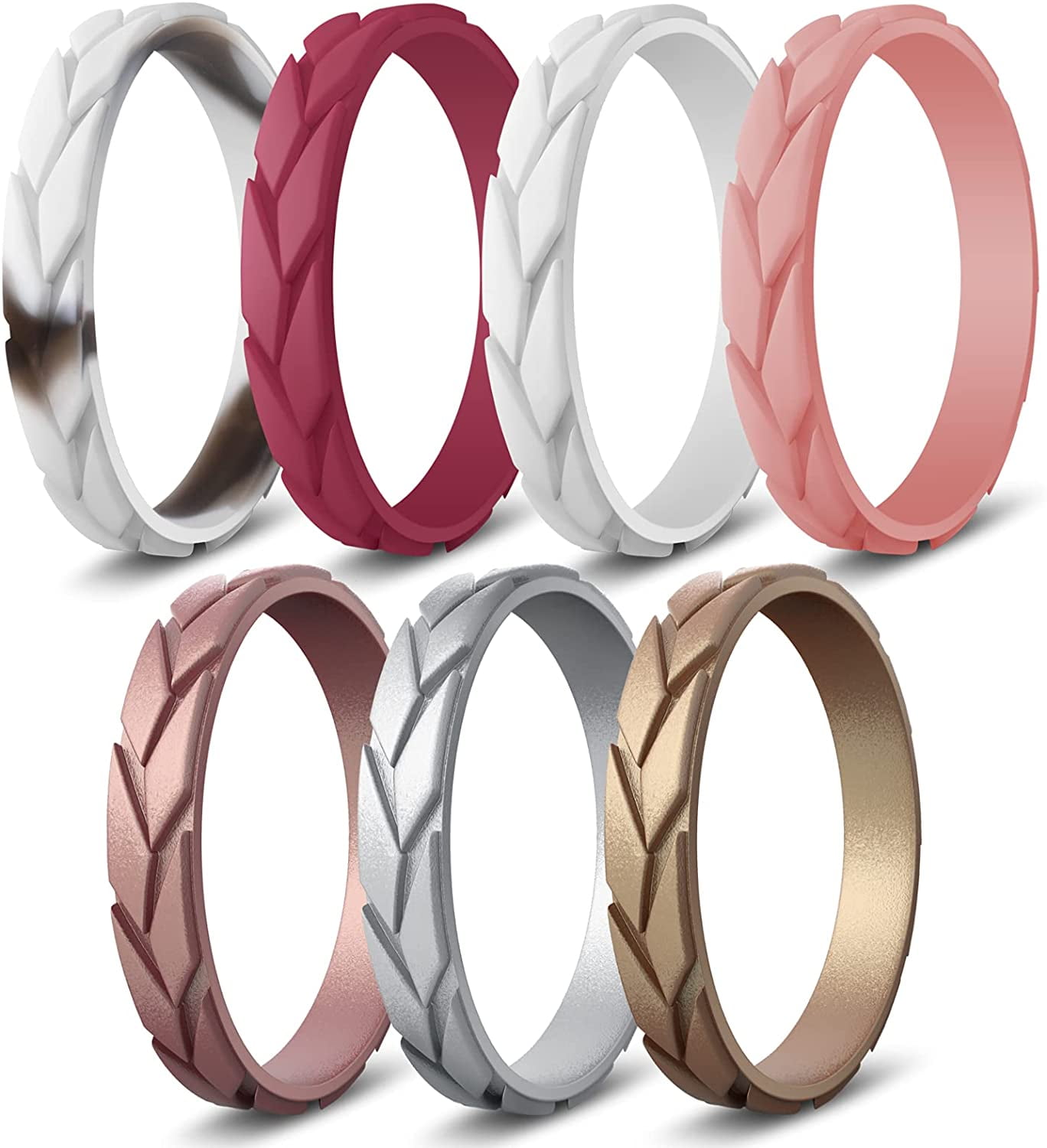 Mokani Women's Silicone Wedding Rings, 7 Pack - Walmart.com