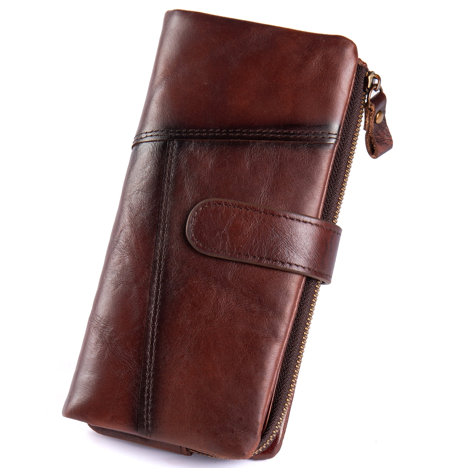 Mokcool Women's RFID Blocking Clasp Wallet Vintage Hand Rubbing Wallets ...