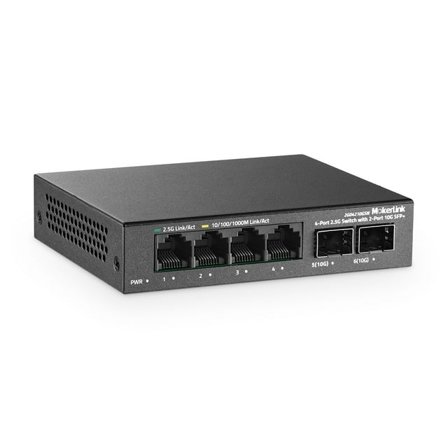 MokerLink 4 Port 2.5G Ethernet Switch with 2x10G SFP+ Slot, 4x2.5G Base ...