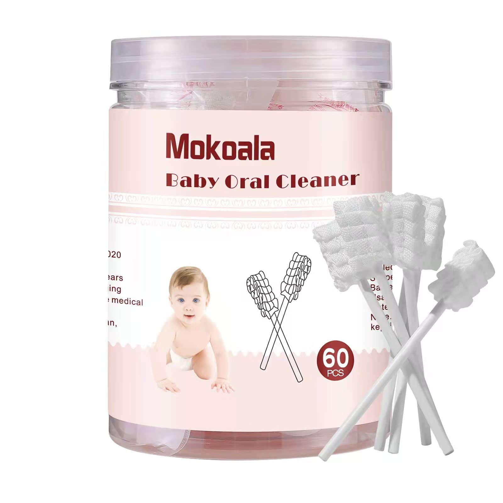 Mokoala 60Pcs Baby Tongue TSF6 Cleaner, Baby Toothbrush, Disposable ...