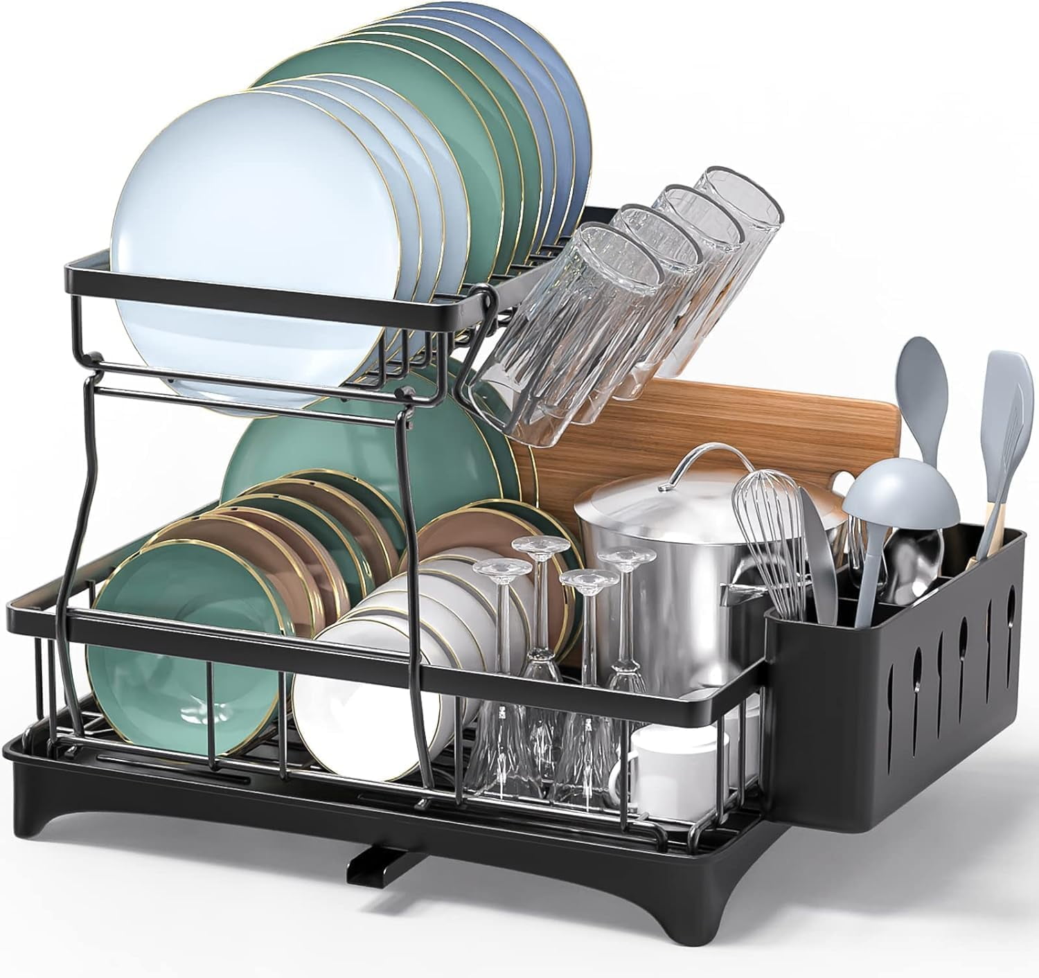 Mokshith Dish Drying Rack Detachable Rustproof 2 Tier Dish Rack with ...