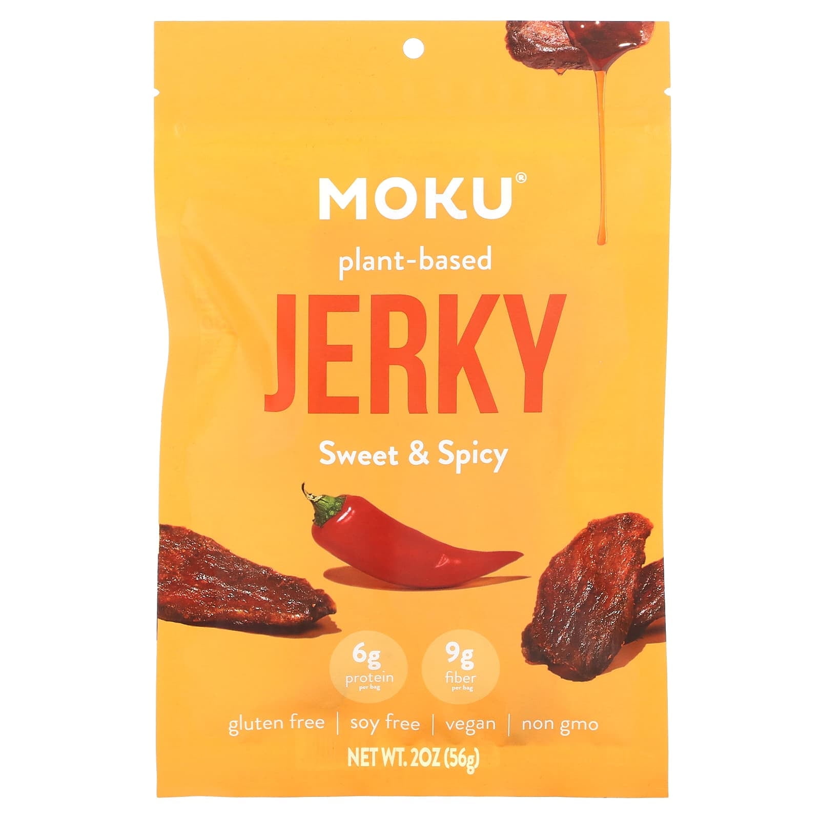 Moku, Plant-Based Jerky, Sweet & Spicy, 2 oz (56 g) Pack of 3 - Walmart.com