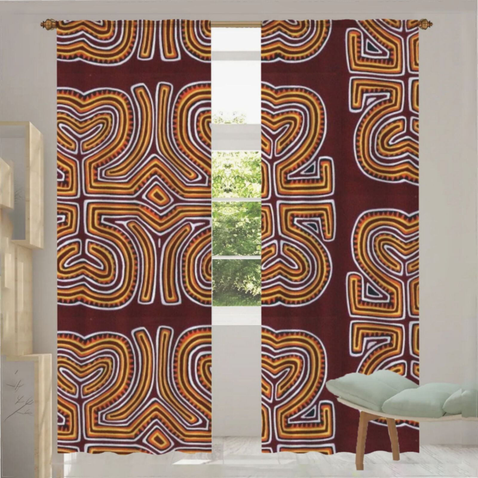 Mola De Panama (2) Curtains for Living Room Bedroom Decor Transparent Chiffon Sheer Voile Window ...