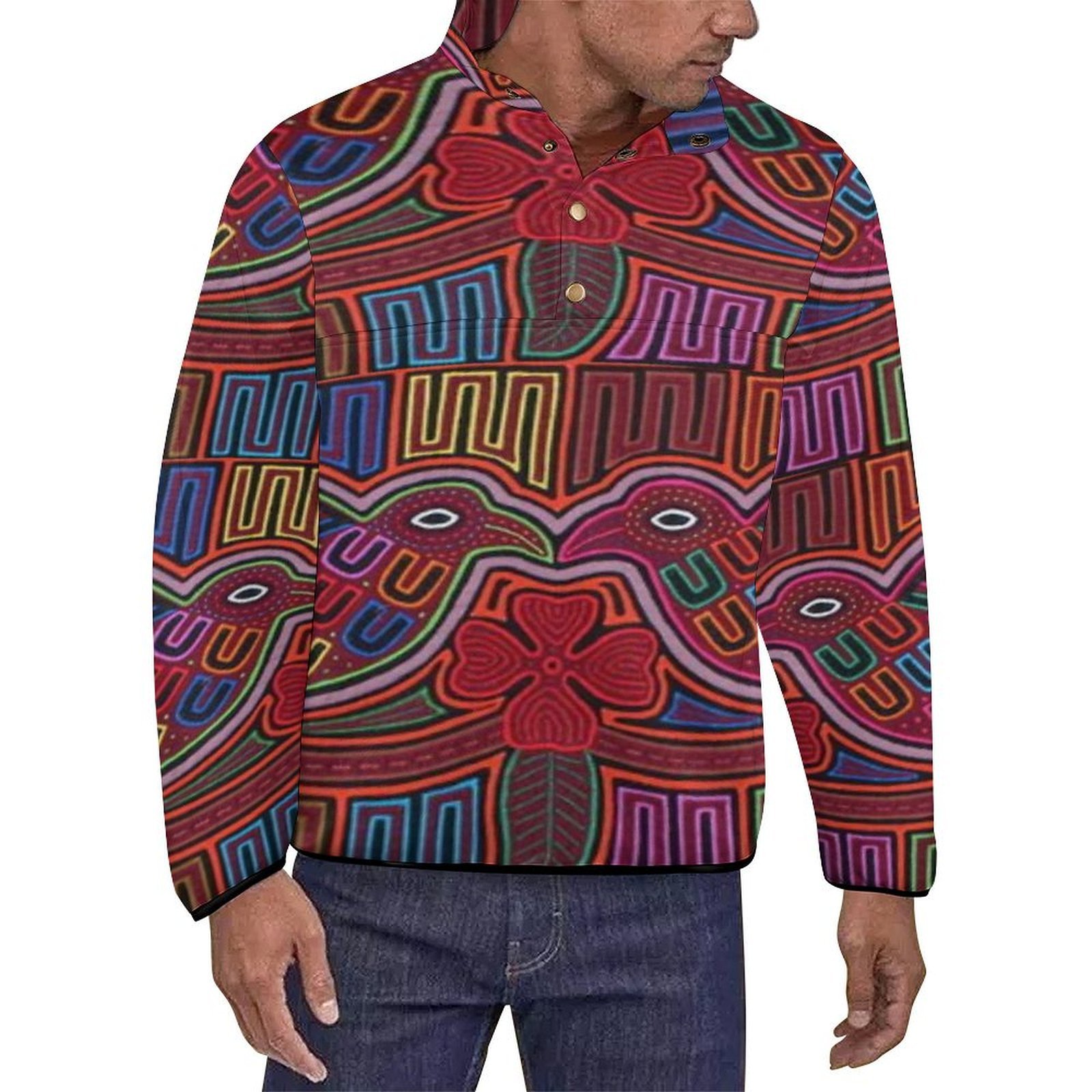 Mola De Panama Bird Men's Stand Collar Sweater Long Sleeve Clothing ...
