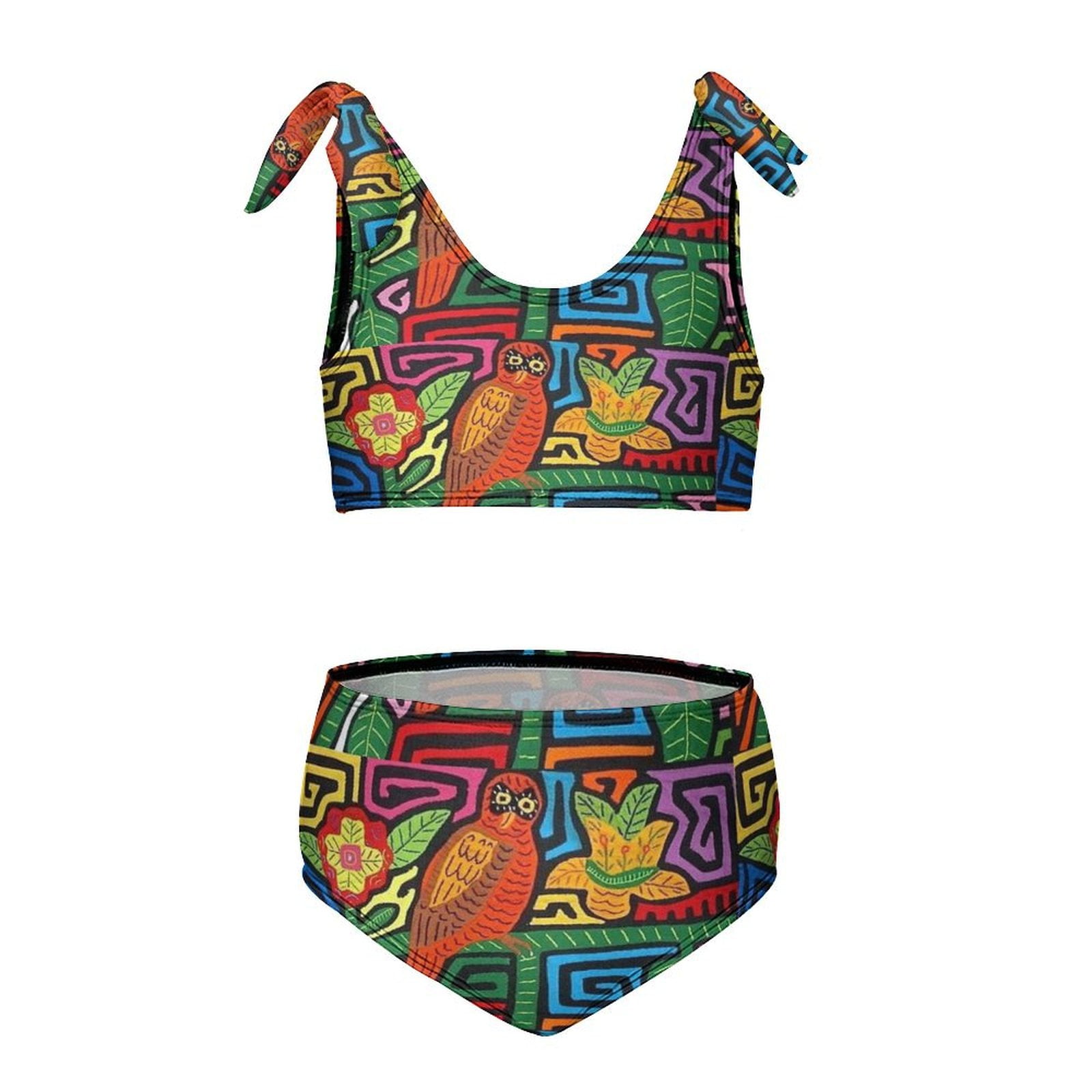 Mola De Panama Mounted Girl's 2 Piece Bikini Set Beach Sport Swimsuit ...