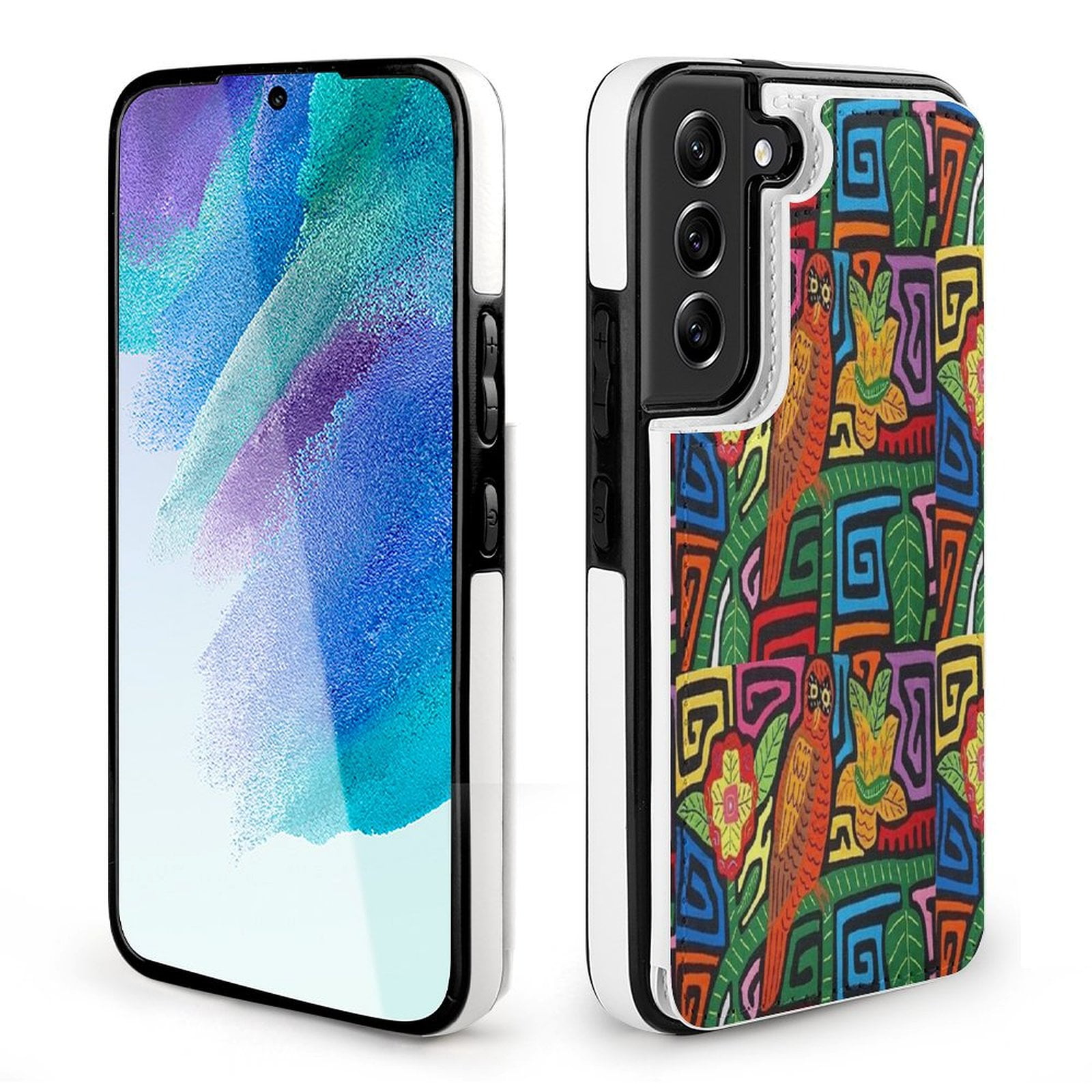 Mola De Panama Mounted Leather Wallet Case for Samsung Galaxy S22 S21 ...