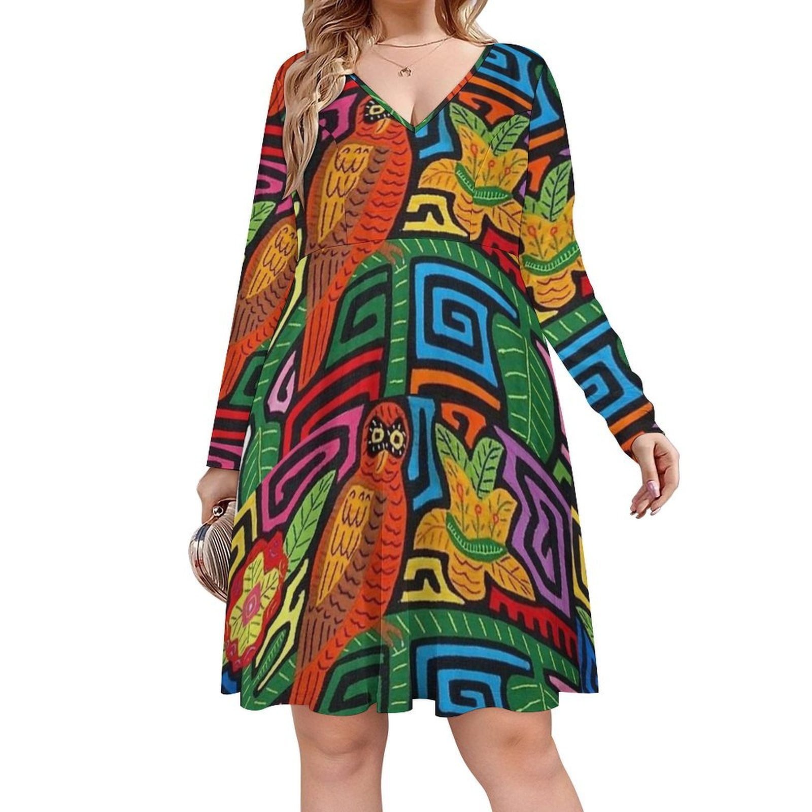 Mola De Panama Mounted Long Sleeve Sexy Dresses For Women Ladies ...