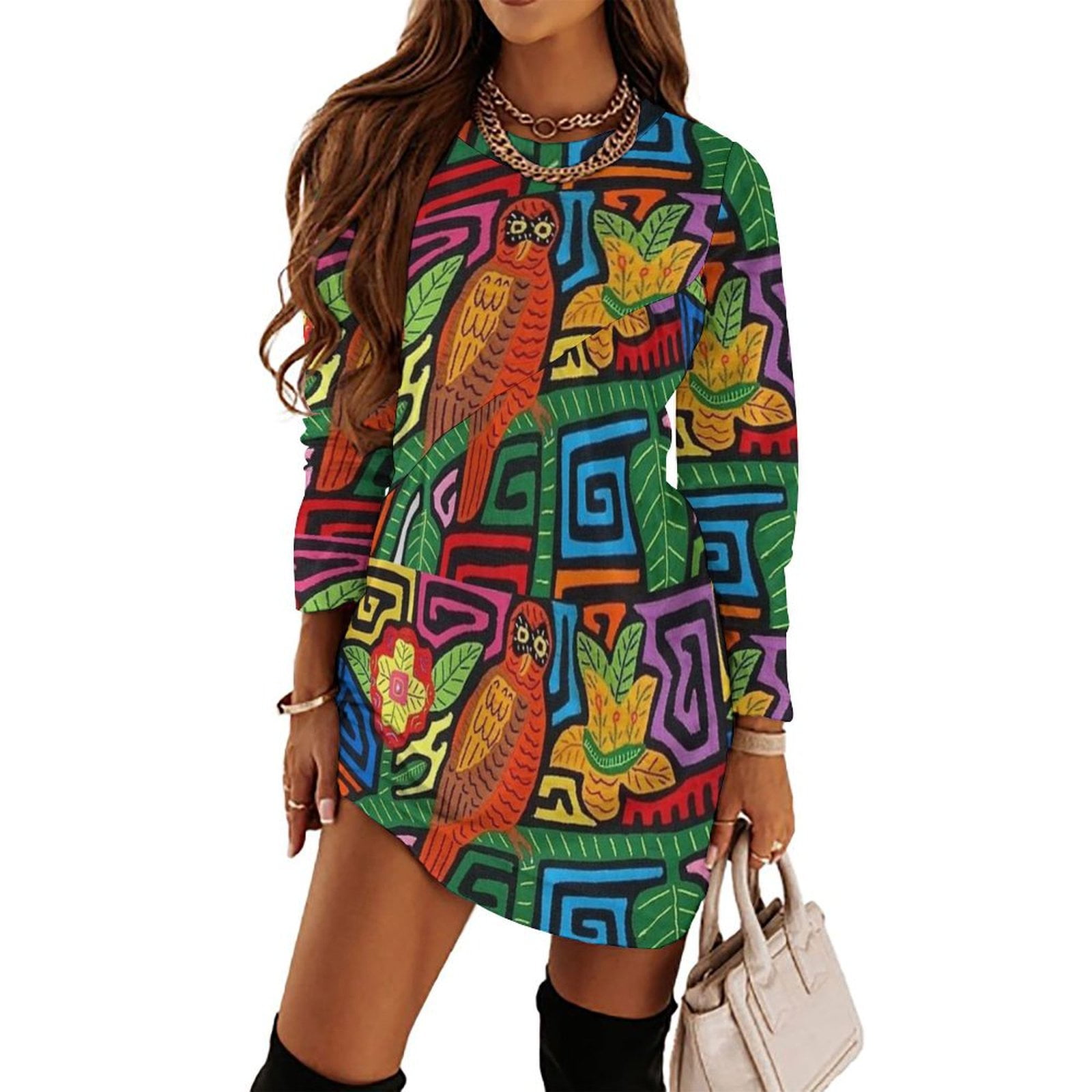 Mola De Panama Mounted Loose Dress Evening Dress Summer Dresses for ...