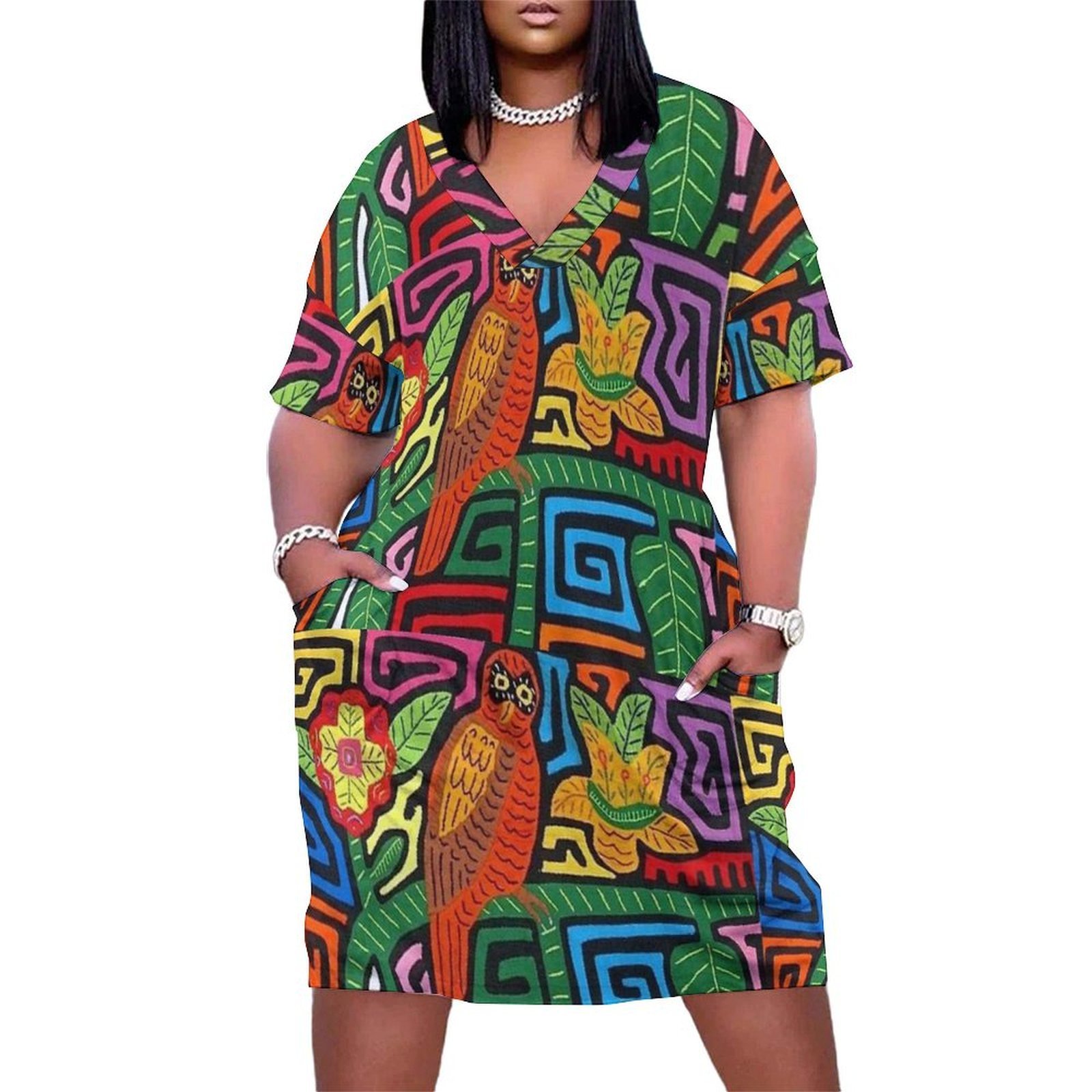 Mola De Panama Mounted Loose Pocket Dress Dresses Summer Summer Dresses ...