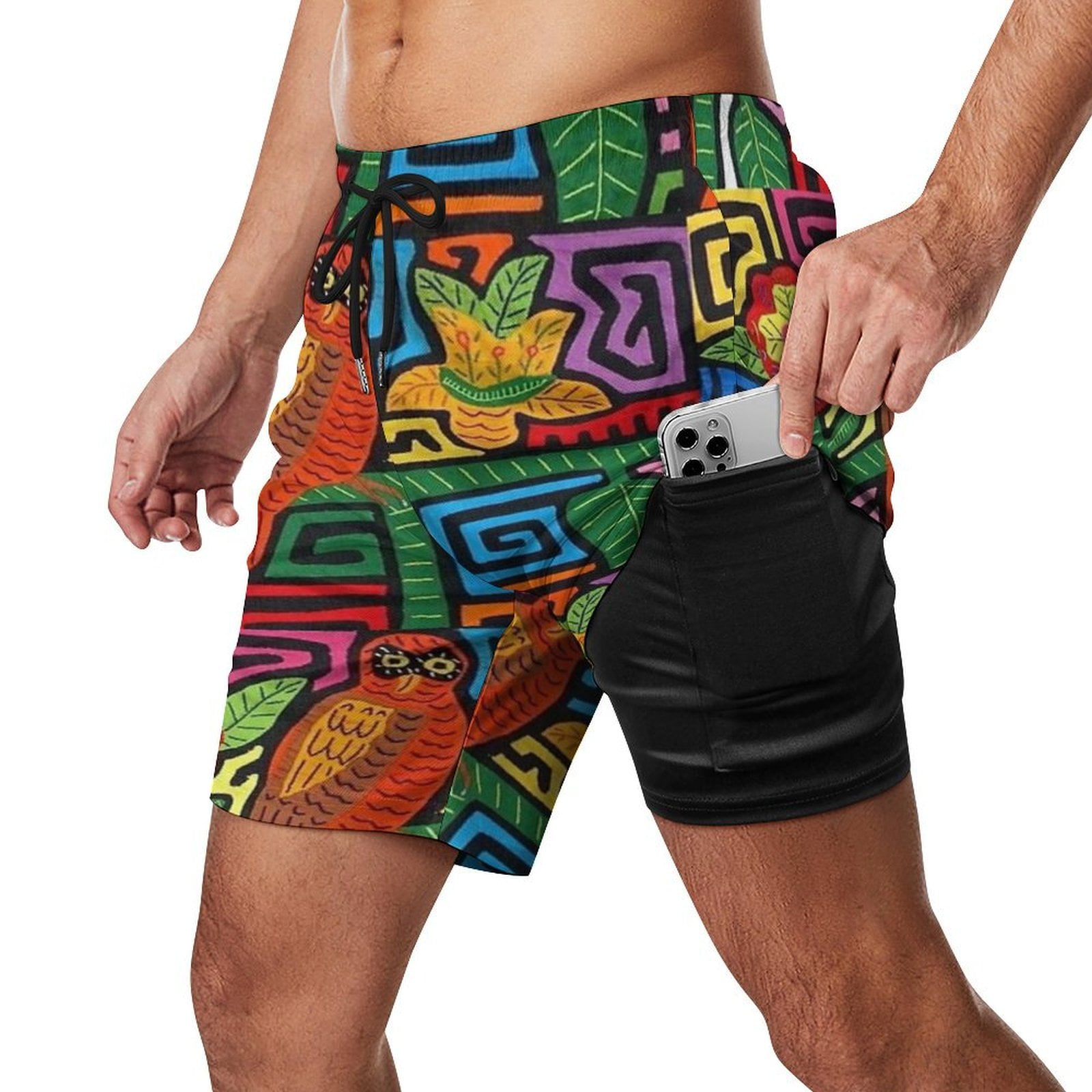 Mola De Panama Mounted Quick Dry Swimming Shorts For Men Swimwear ...