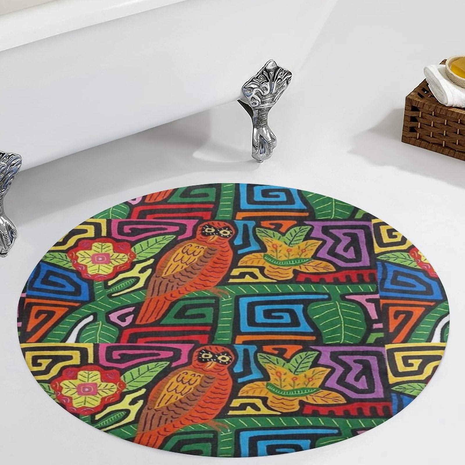 Mola De Panama Mounted Round Carpet Circle Rug Outdoor Patio Area Rug ...