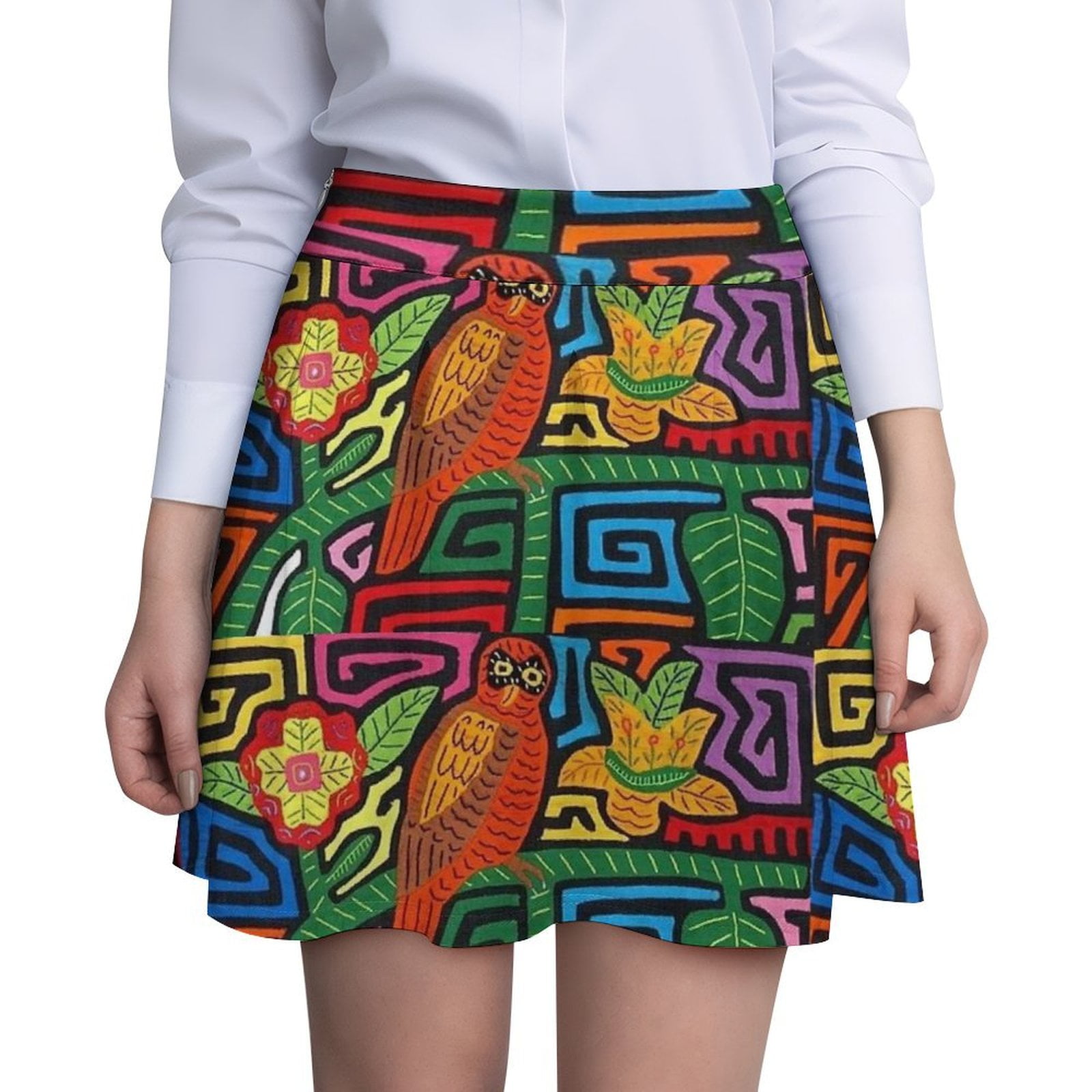 Mola De Panama Mounted Women's Casual Mini Skirt Invisible Zipper ...