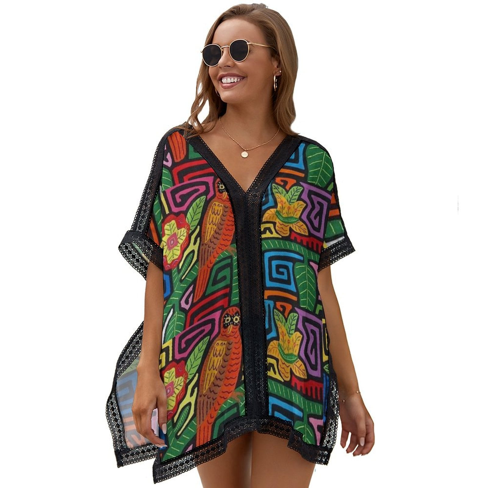 Mola De Panama Mounted Women's Swimsuit Coverup Summer Beach Cover Up ...