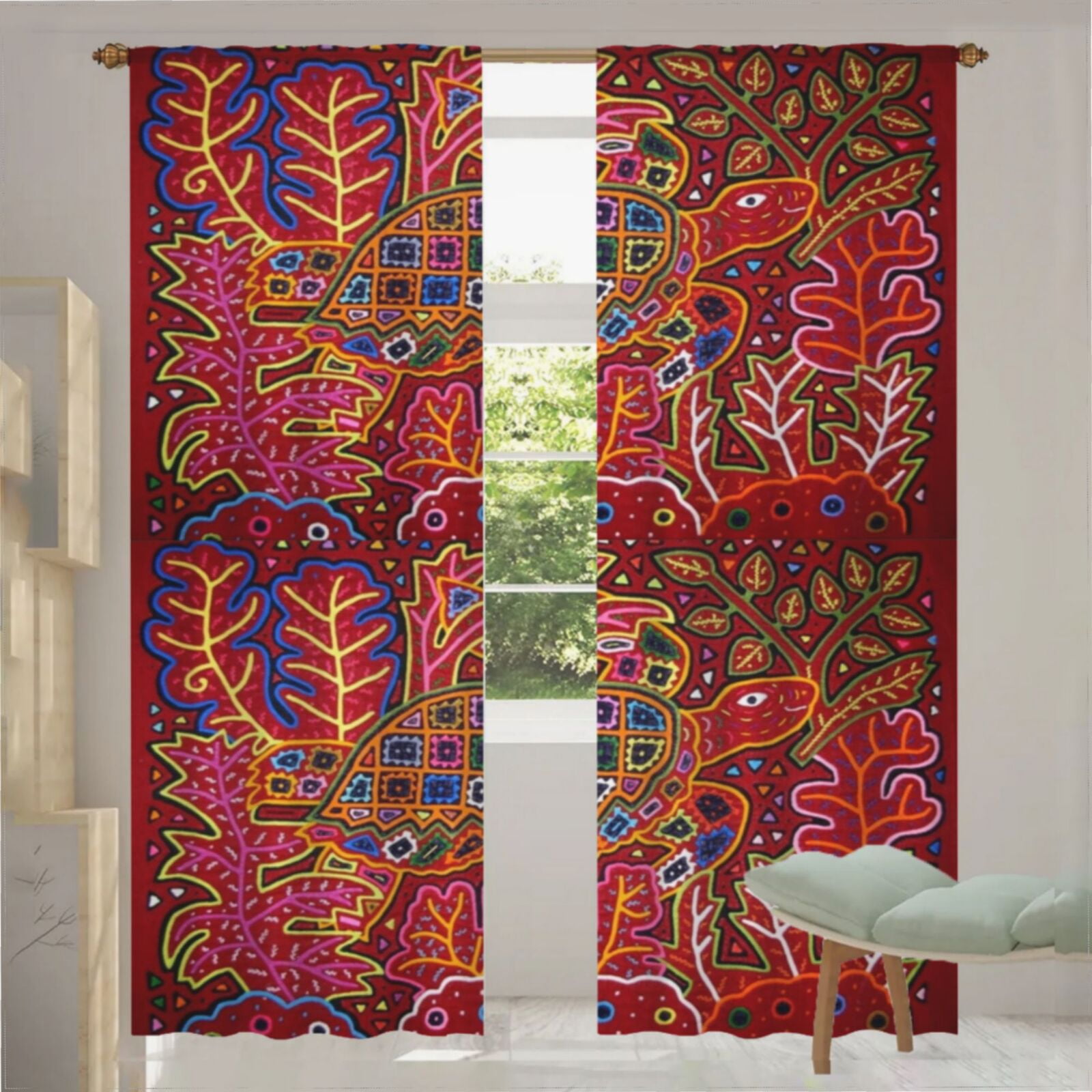 Mola De Panama Turtle Sheer Window Curtains for Living Room Kitchen Bedroom Tulle Voile Hanging ...