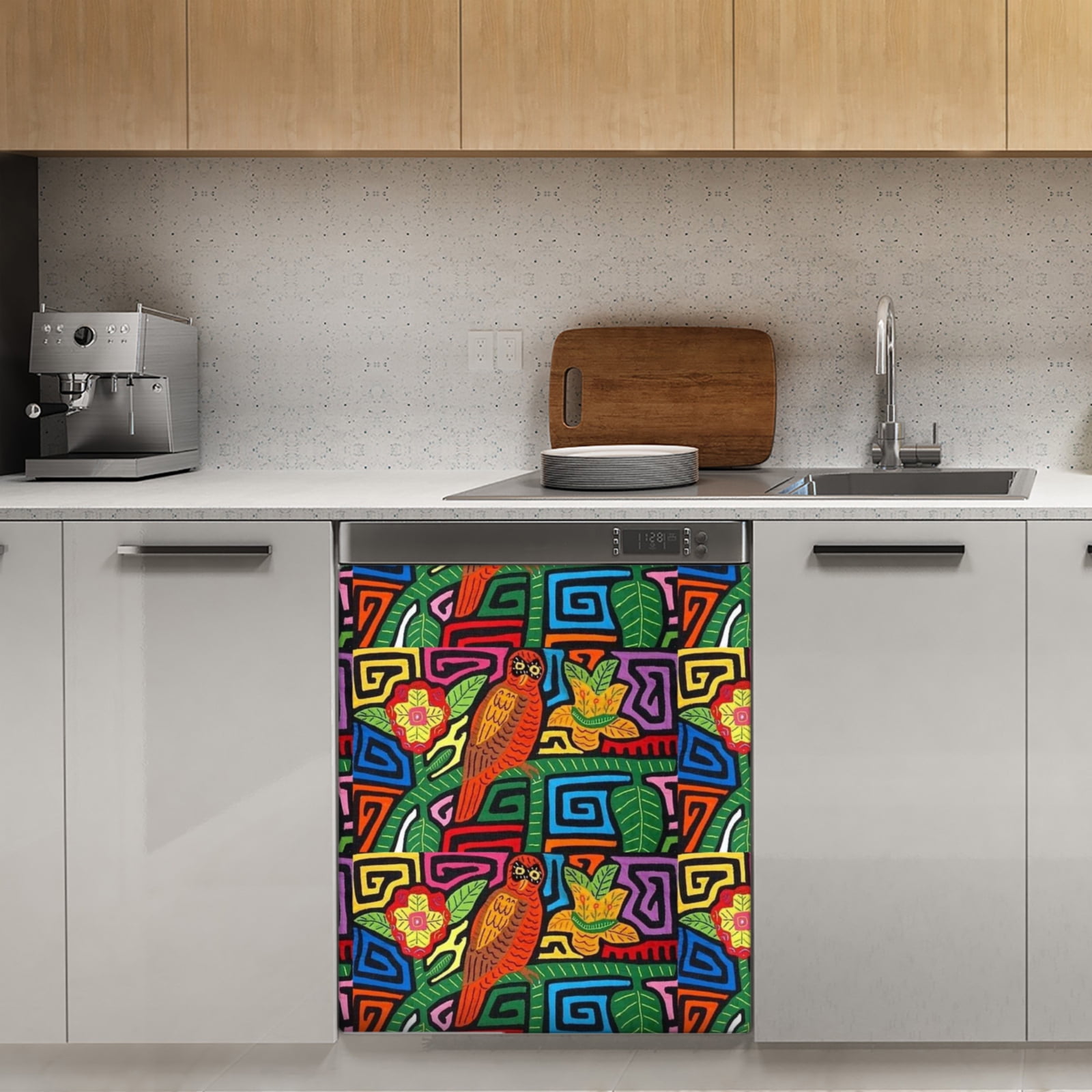 Mola de Panama Mounted Dishwasher Magnet Cover Decorative Sticker for ...