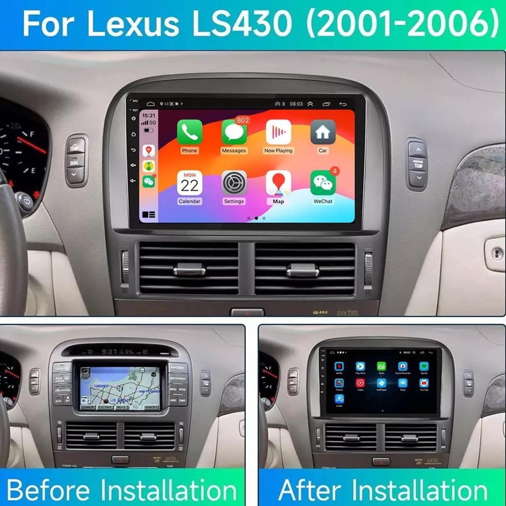 Corfhy Android Car Radio for Lexus LS430 2001-2006 ,Wireless Carplay ...