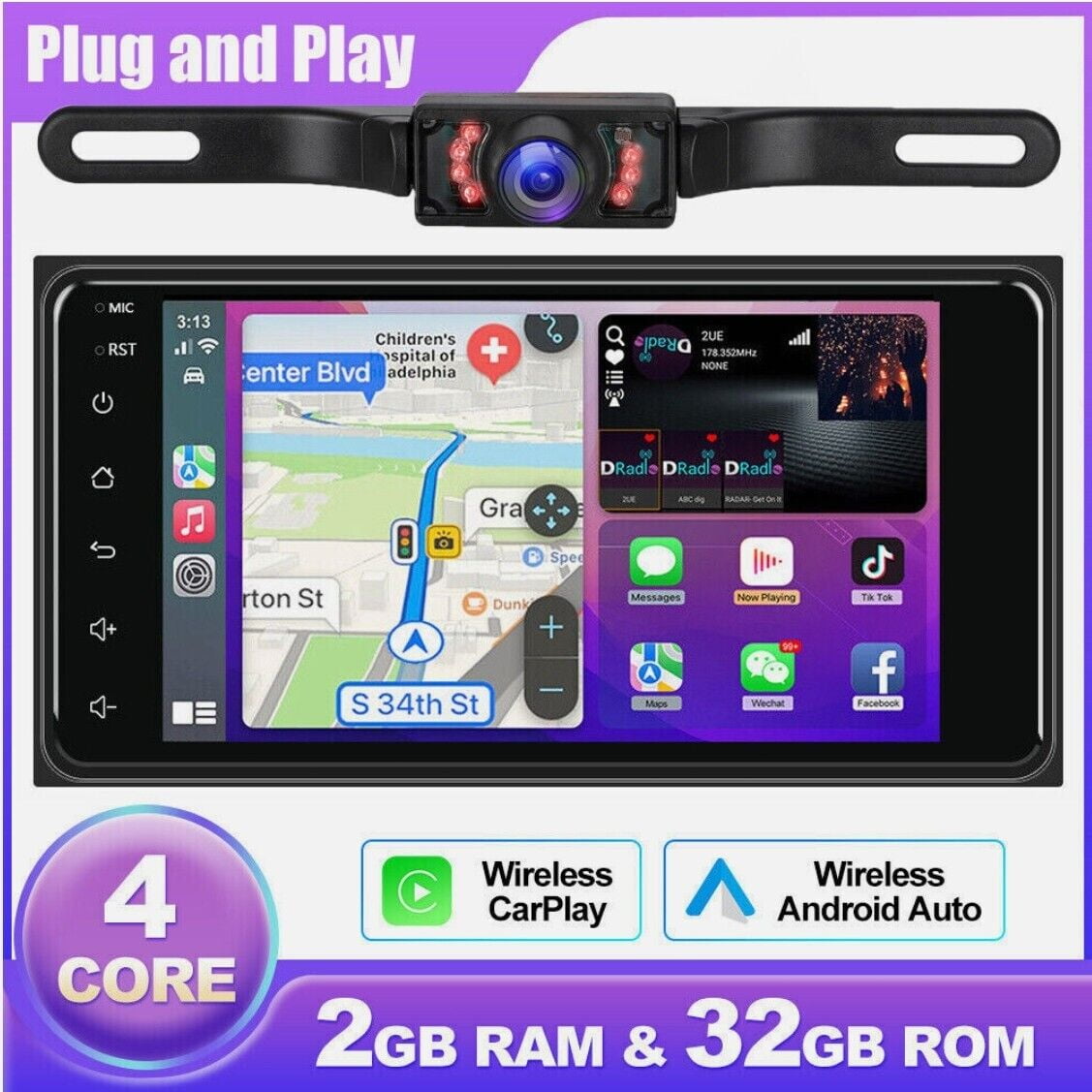 Molaner Car Radio for Toyota 4 Runner Camry Car Stereo with Carplay Android Auto, Head Unit with ...