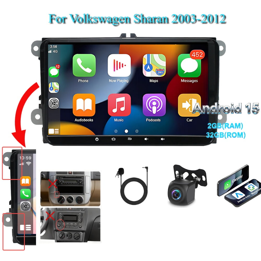 Molaner Car Radio for Volkswagen Sharan 2003-2012 Wireless Fit for ...