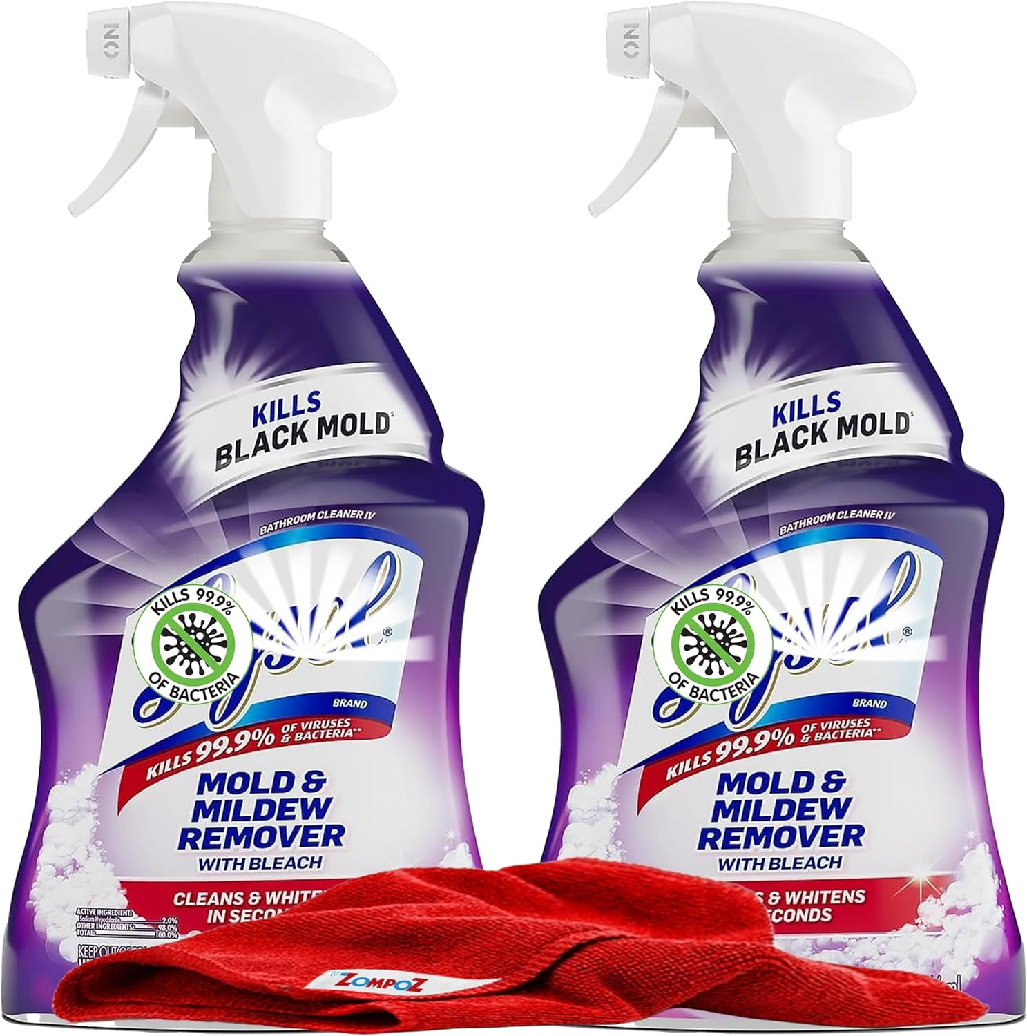 Mold and Mildew Remover with Bleach, 2 Pack Bathroom Cleaner Spray ...