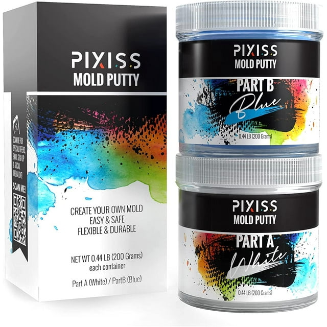 Pixiss Mold Putty Silicone Kit, Easy 1:1 Mix, 3/4 Lb, Strong Reusable ...