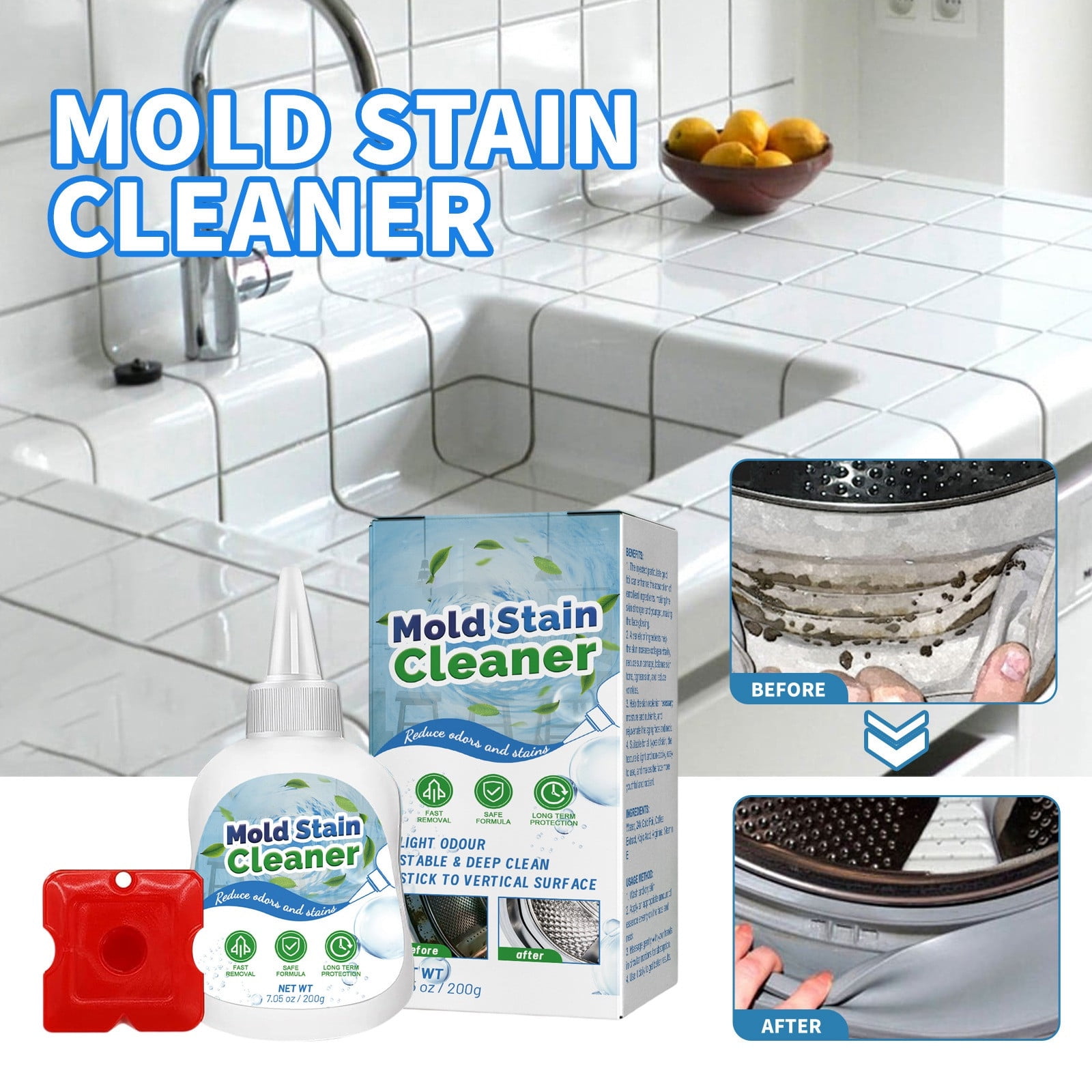 Mold Stain Cleaner Gel, Powerful Cleaning Solution for Bathroom ...