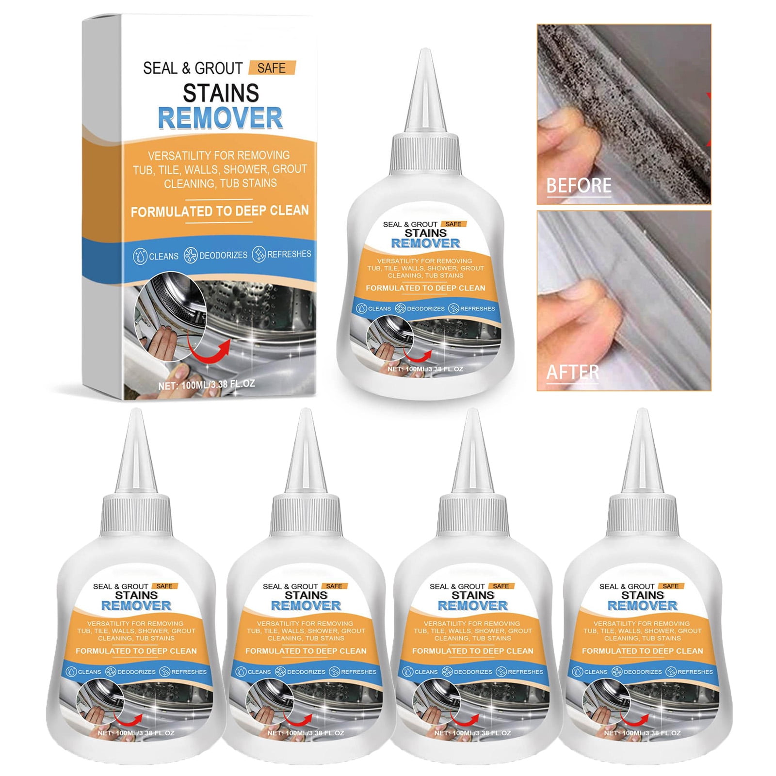 Mold Stain Remover Gel Cleaner Heavy Duty Stain Cleaner for Front Loader Washing Machine Seal ...