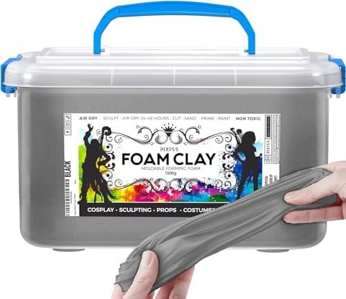 Pixiss Gray Modeling Foam Clay - Premium Gray Foam Air Dry Clay Cosplay ...